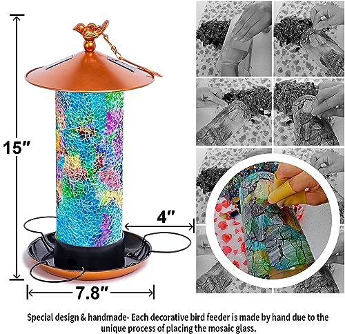 XDW-GIFTS 2023 Newest Solar Wild Bird Feeder Hanging for Garden Yard Outside, Waterproof Lantern Design, Solar Bird Feeder as Gift Ideas for Bird Lovers
