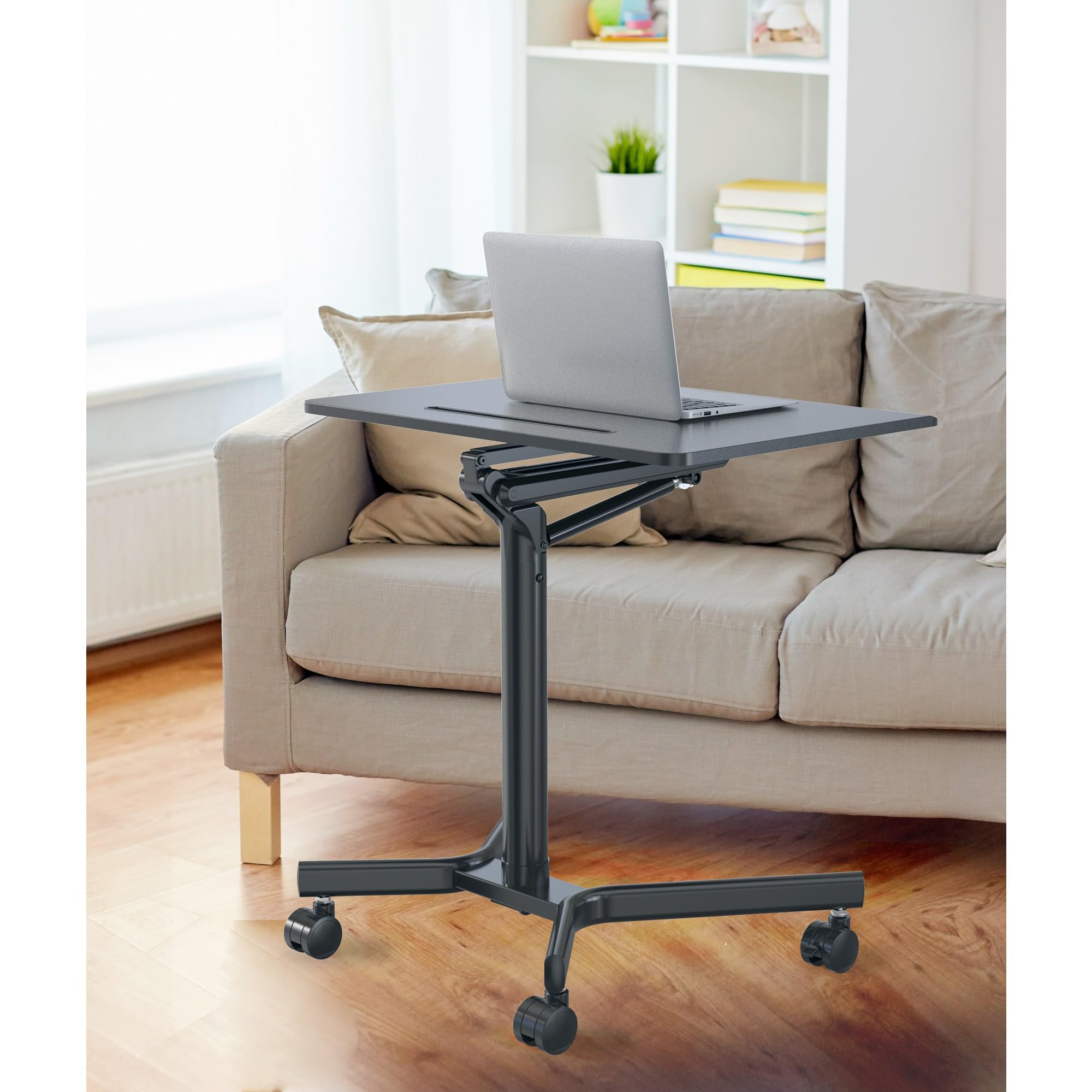 RealspaceĀ® 28" W Mobile Sit-to-Stand Compact Desk/Laptop Cart Workstation, 28-3/4"H x 28" W x 22-1/16"D, Black