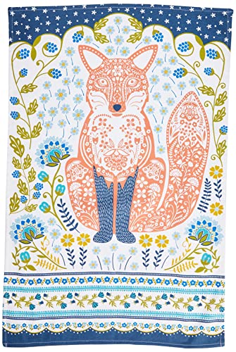 Ulster Weavers Tea Towel Cotton, Durable & Machine Washable, Eco-Friendly Design, Ideal Size, Animal Theme, Woodland Fox, Green