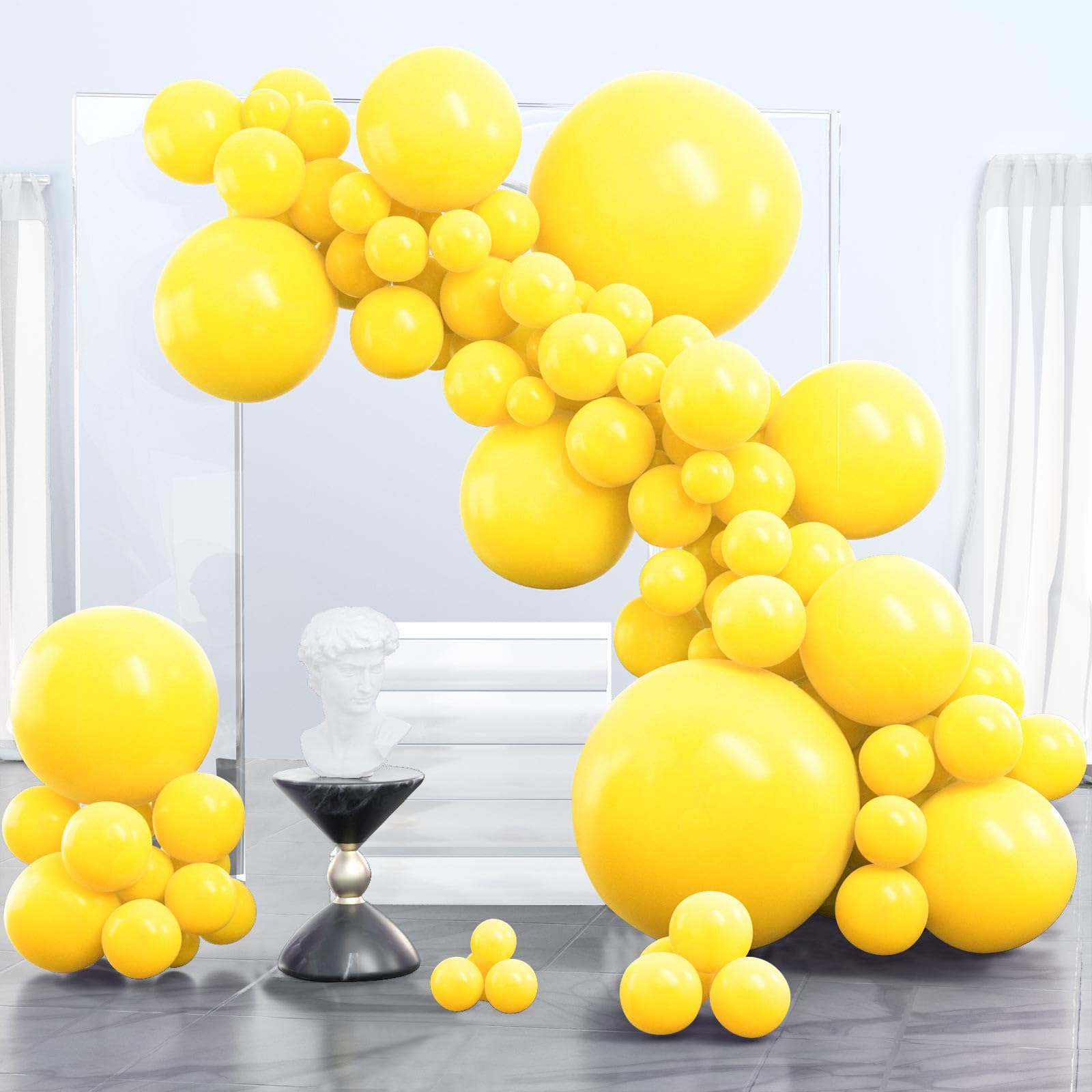 PartyWoo Yellow Balloons, 100 pcs Matte Yellow Balloons Different Sizes Pack of 36 Inch 18 Inch 12 Inch 10 Inch 5 Inch Yellow Latex Balloons for Balloon Garland Arch as Party Decorations, Yellow-Y55