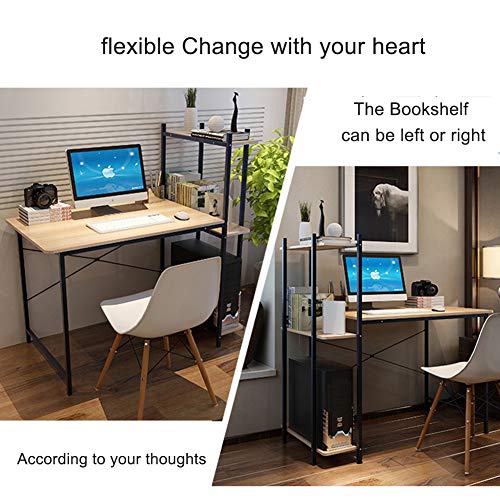 QYN Corner Computer Desk with Storage Shelf Keyboard Tray,Wooden Desktop Laptop Desk Simple Desk Bookcase Combination Student Gaming Desk-p 120x60x71cm(47x24x28inch)