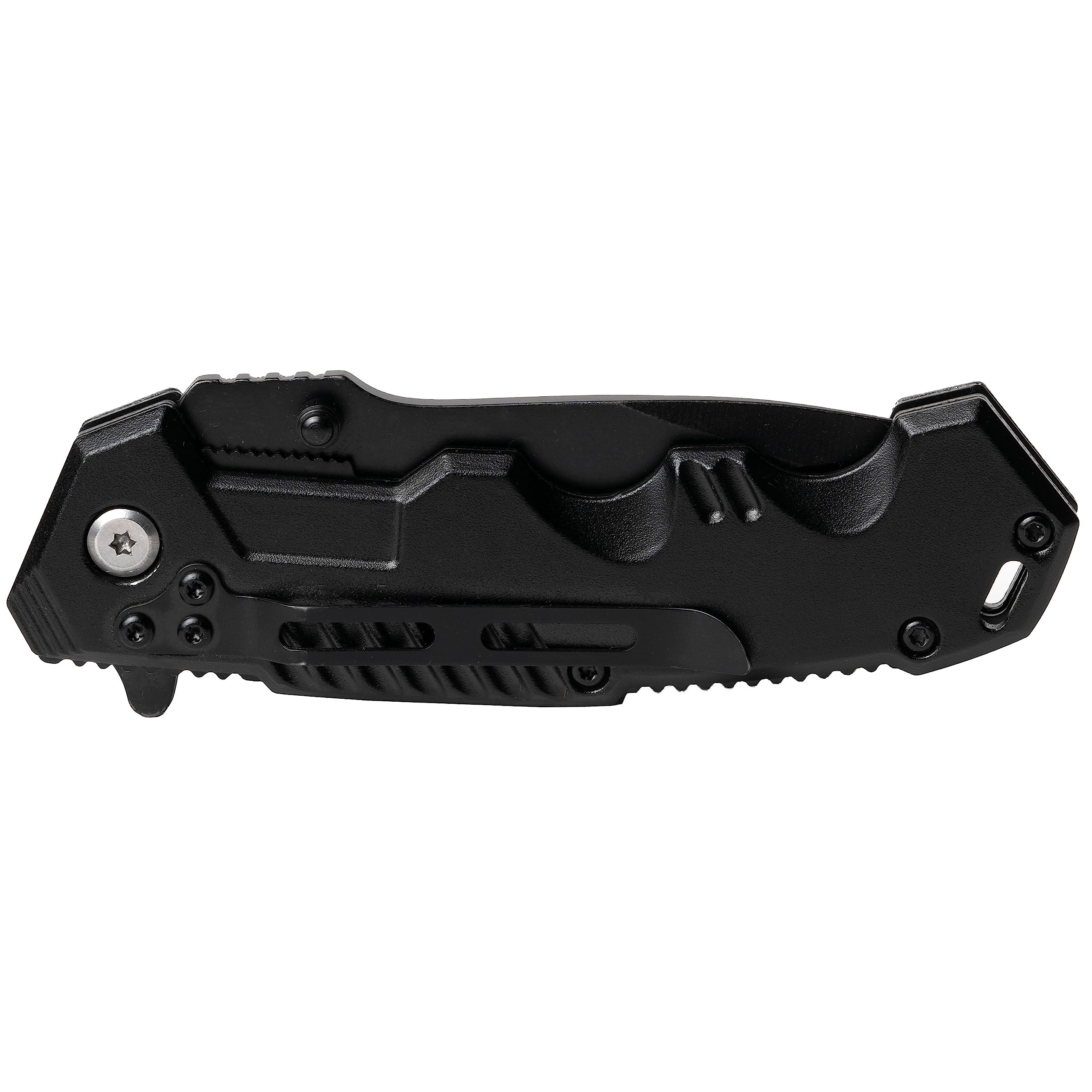 ROLSCH - Black Tactical Knife - Spring Assisted Folding Knife β Black Stainless Steel Blade and Black Aluminum Handle with Pocket Clip - Great Folding Knife for Hunting, Camping, Survival, Tactical, EDC