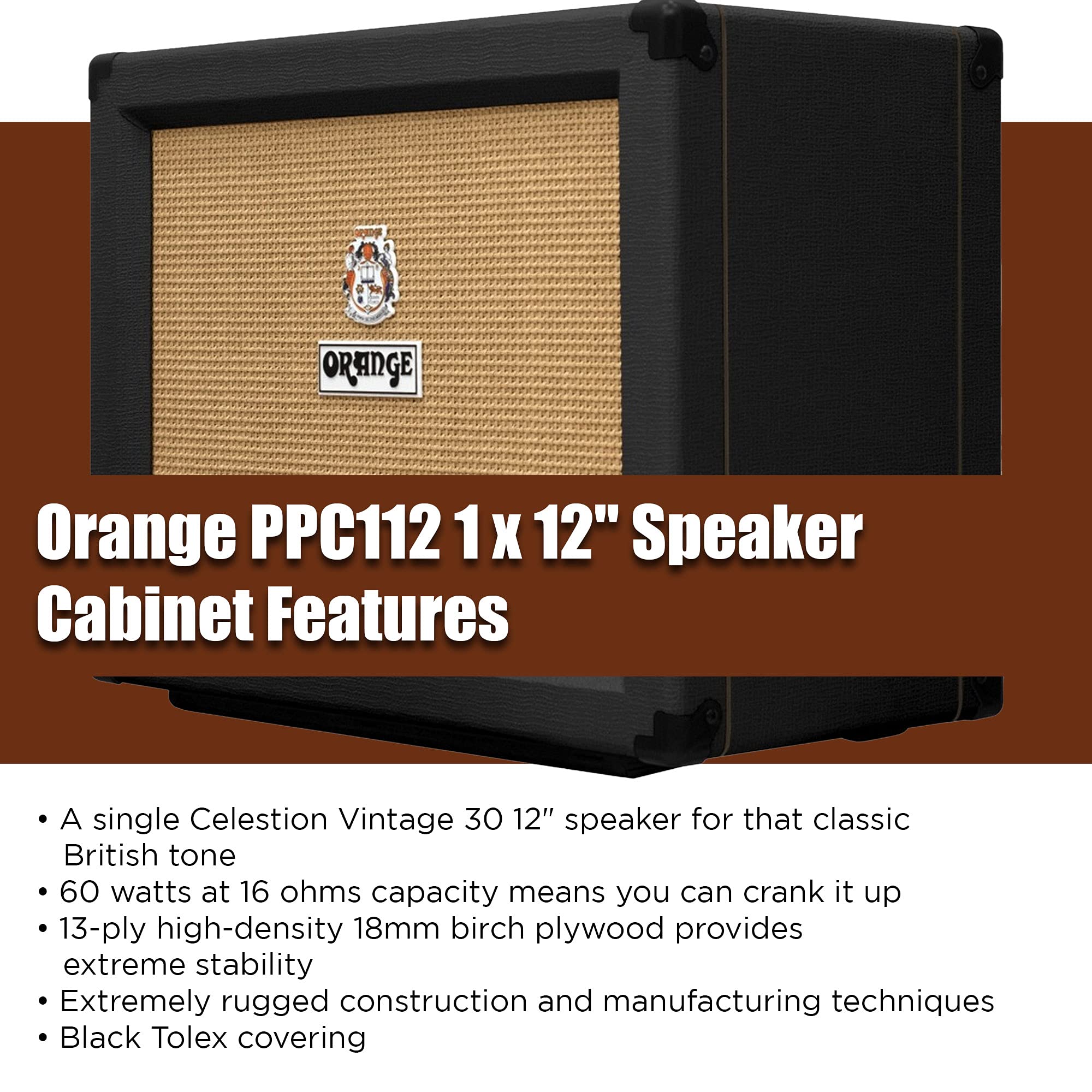 Orange 1x12 Cabinet Celestion V30 16 Ohm Black
