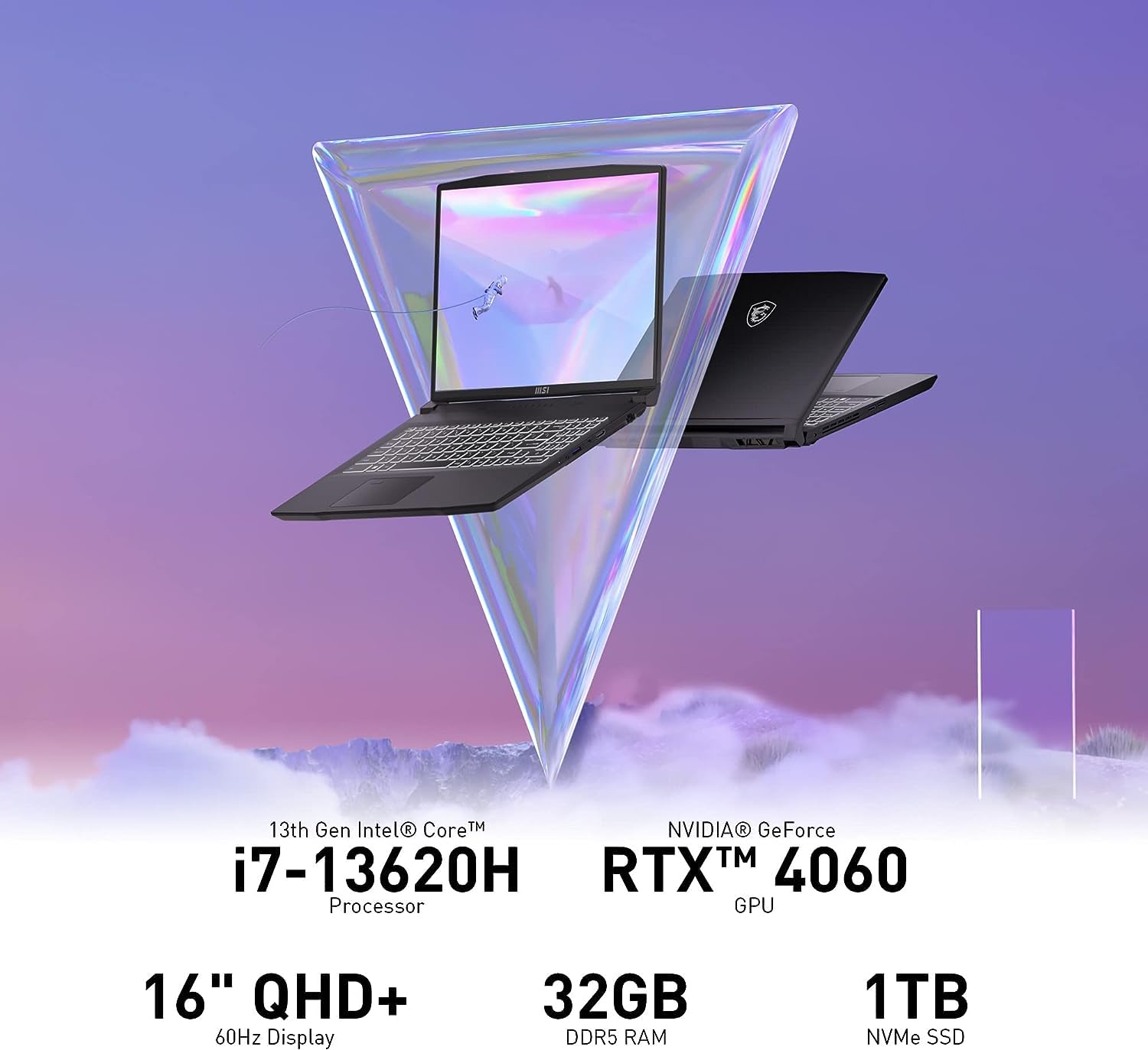 MSI Creator M16 2023 Laptop, 16" QHD+ Content Creation PC, 13th Gen Intel Core i7, GeForce RTX 4060, 32GB DDR5, 2TB SSD, 180-Degree Lay-Flat, WiFi 6, High Performance Business Computer, Win 11 Home