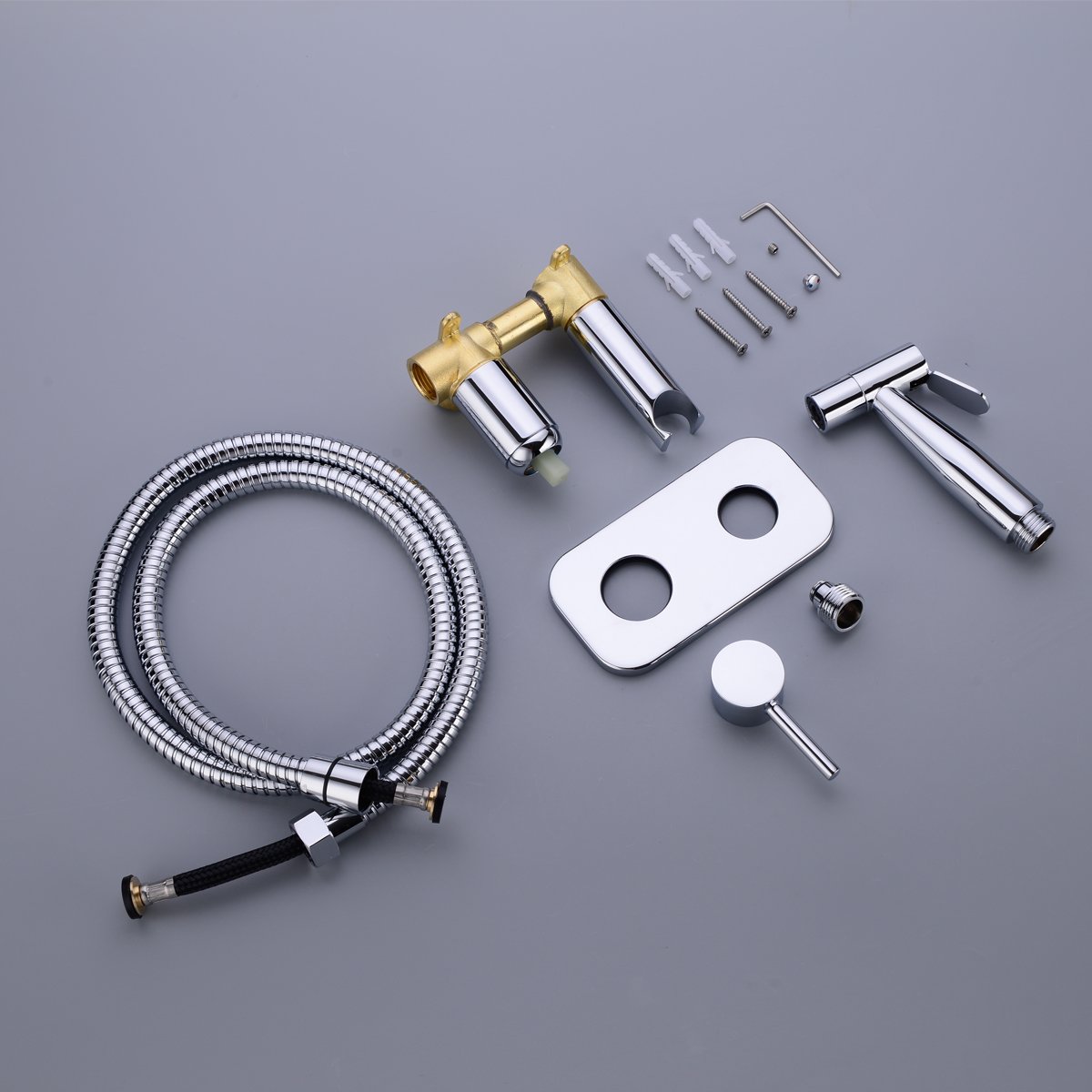 TRUSTMI Toilet Concealed Hot and Cold Bidet Spray Set, Brass Hand Held Warm Water Sprayer Shattaf,Chrome
