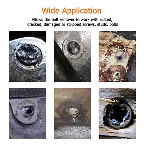 YUENTOEN Stripped Screw Extractor - 5pcs HSS Easy Out Broken Bolt Extractor Kit with Extension Screw Holder, Damaged Bolt Water Pipe Remover Set Power Drill Bit Tool for Screw or Bolt 1/8 to 3/4 inch