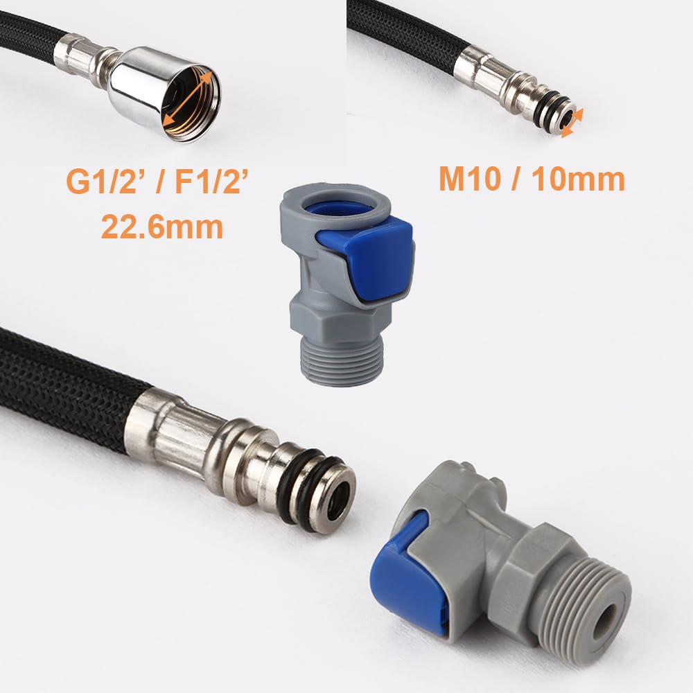 Pull Out Kitchen Faucet Replacement Hose M15*1MM X G1/2,kitchen sink pull down faucet hose Pull out faucet hose replacement with quick connect,59-inch or 150cm for Nylon Hose Black