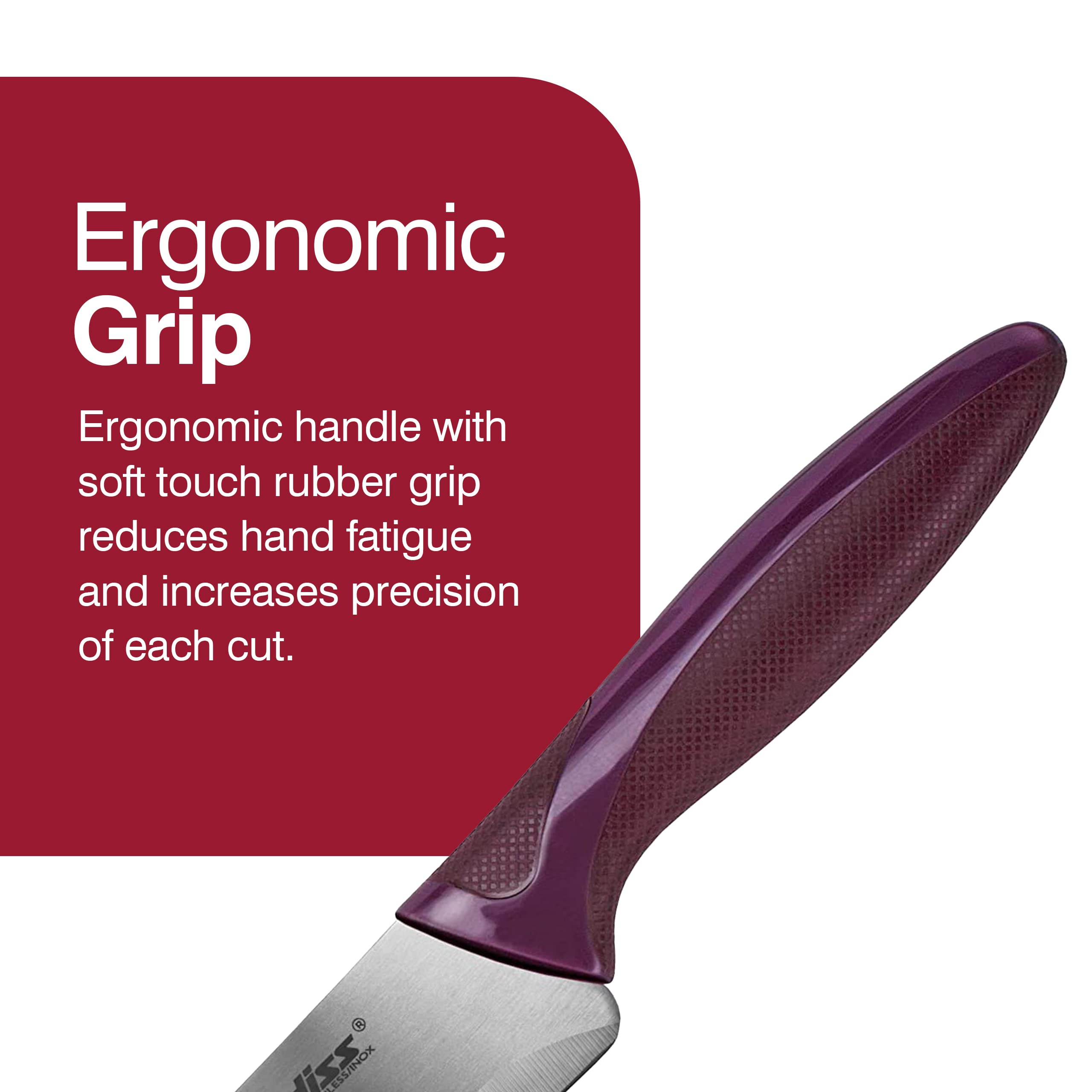 Zyliss Utility Paring Kitchen Knife with Sheath Cover - Stainless Steel Kitchen Knife Perfect for Cutting Meat, Vegetables & Fruit - 5.5-Inch, Purple