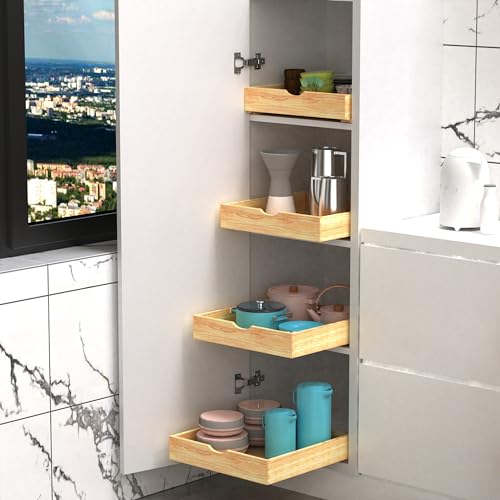 SITOO Pull Out Drawers for Kitchen Cabinets, Pull Out Cabinet Organizer, Fully Assembled Wood Cabinet Pull Out Drawer, Fast and Easy DIY Installation, 14”W x 21”D