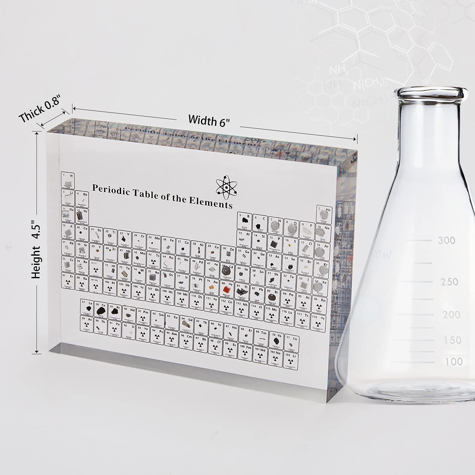Periodic Table with Real Elements Inside, Acrylic Periodic Table Display with 83 Real Elements Samples, Craft, Teaching Tool, Gift for Kid, Students, Teacher, Science Lovers, 6*4.5*0.8 inch