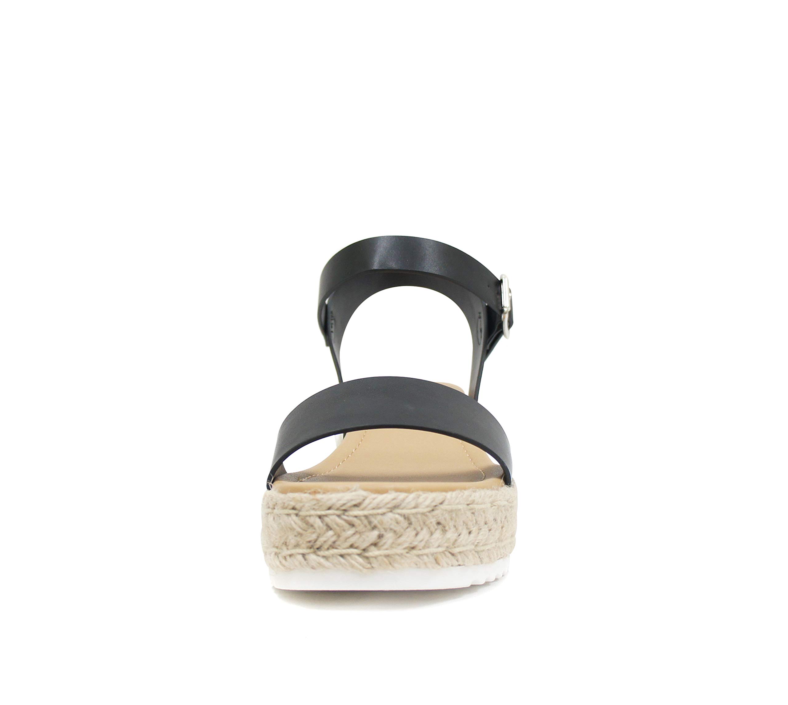 Soda Clip Top Shoe Women's Open Toe Ankle Strap Espadrille Sandal (7.5 M US, Black New)