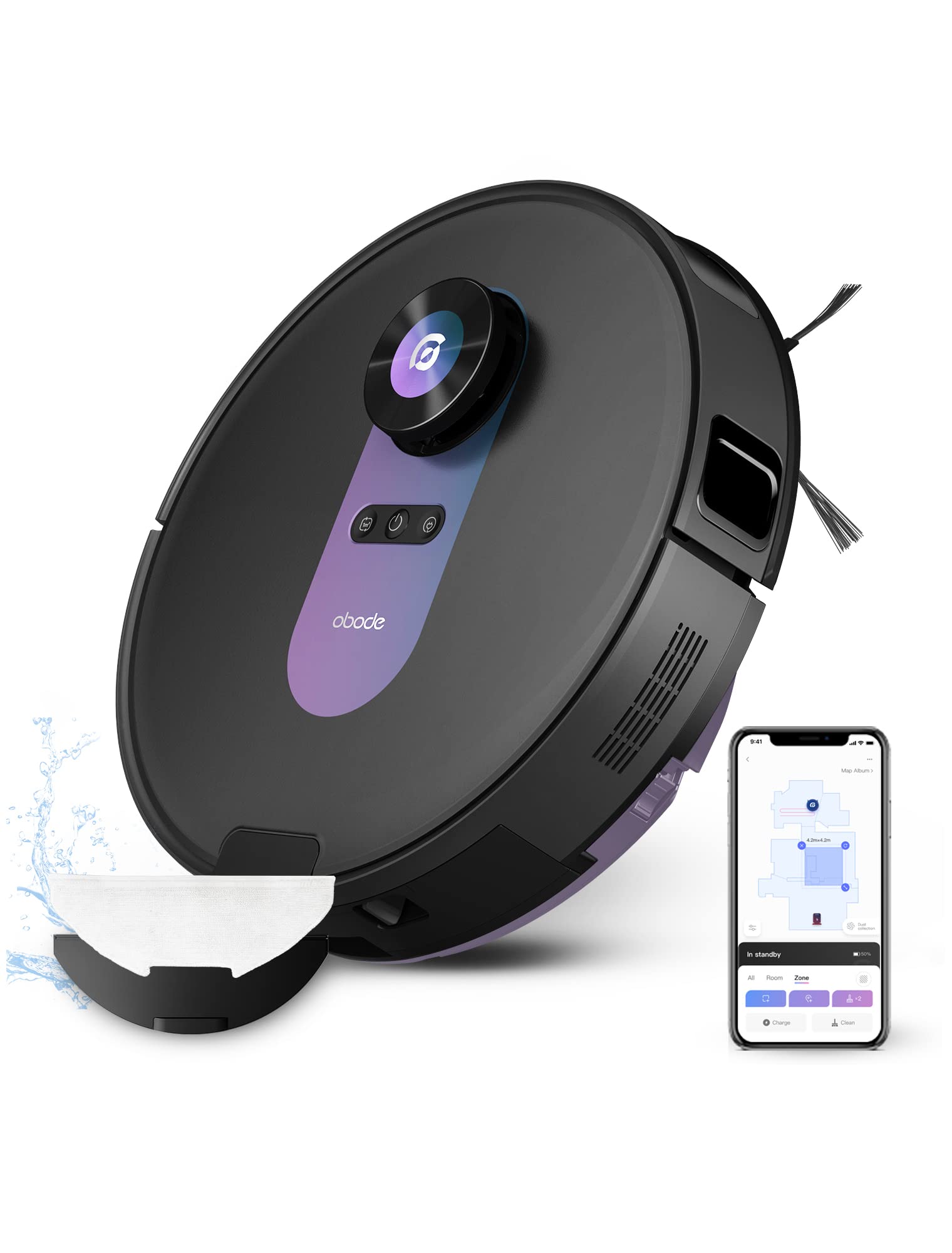 OBODE Robot Vacuum and mop Combo, 4000Pa Suction, LDS Navigation, Robotic Vacuum Cleaner with Carpet Detection, 180mins Runtime, Perfect for Pet Hair, Compatible with APP/Alexa, A8