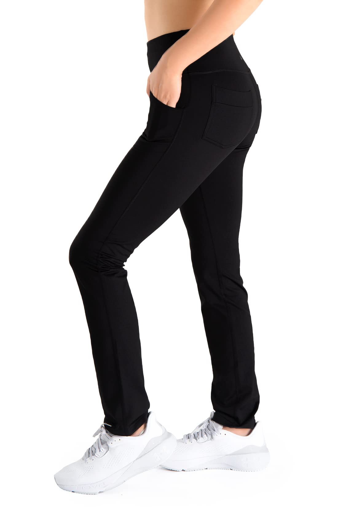 Yogipace,2 Back Pockets,Women's 33" Fleece Lined Thermal Yoga Straight Leg Warm Sweatpants Winter Snow Pants,Black,Size M