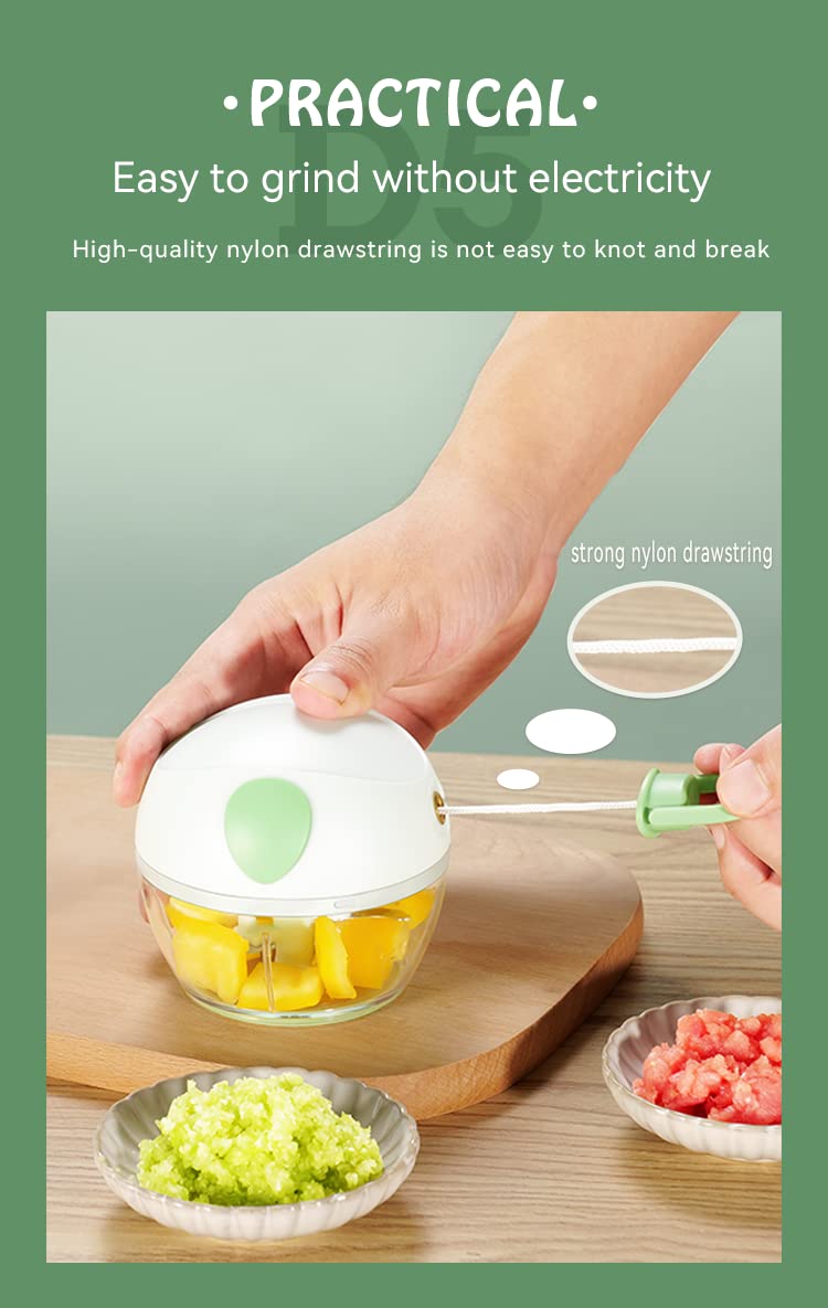 RYKKZ Garlic Press Small - Multi -Functional MIni Vegetable Processor-180ML,Can Chop Several Cloves Of Garlic At Once,Very Suitable For Chopping Garlic,Chili, And Peanut Onion, And Nuts.