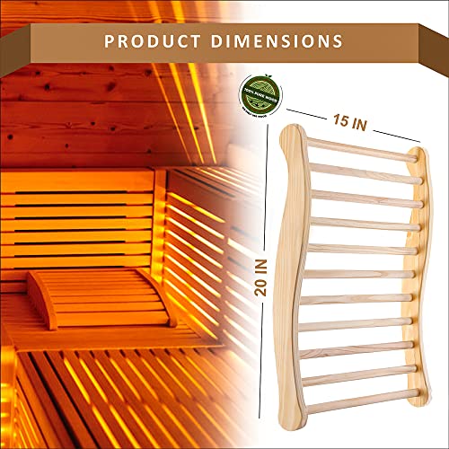 Zatiki Wooden Sauna Backrest β S-Shape Ergonomic Sauna Chair with Backrest for Traditional & Infrared Sauna Support Headrest Sauna Accessories β Spruce Wood Sauna Bench