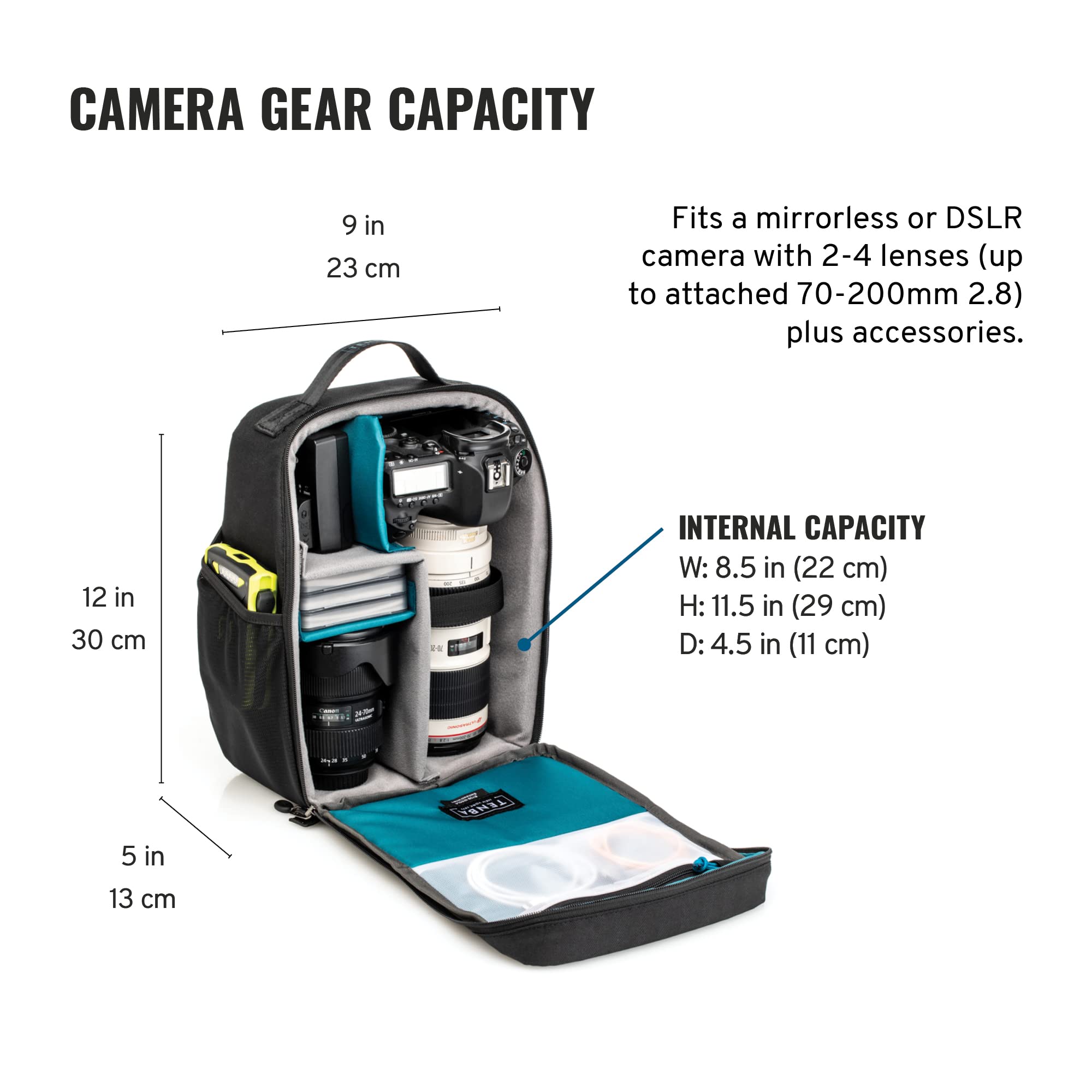 Tenba BYOB 10 DSLR Backpack Insert - Turns any bag into a camera bag for DSLR and Mirrorless cameras and lenses – Black (636-624)