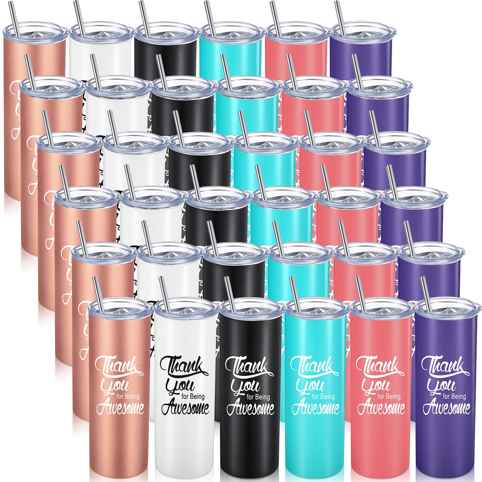 Sieral 36 Sets Thank You Gifts for Women Men, Thank You for Being Awesome 20oz Employee Appreciation Gifts Inspirational Tumblers Bulk for Coworker Christmas Graduation Wife (Assorted Colors)