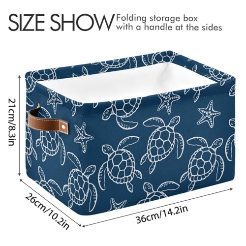 Sea Turtle Storage Basket Bins Foldable Laundry Hamper Toy Storage Bins Box Organizer for Bedroom Office Clothes Pet Nursery Living Room,1 pcs