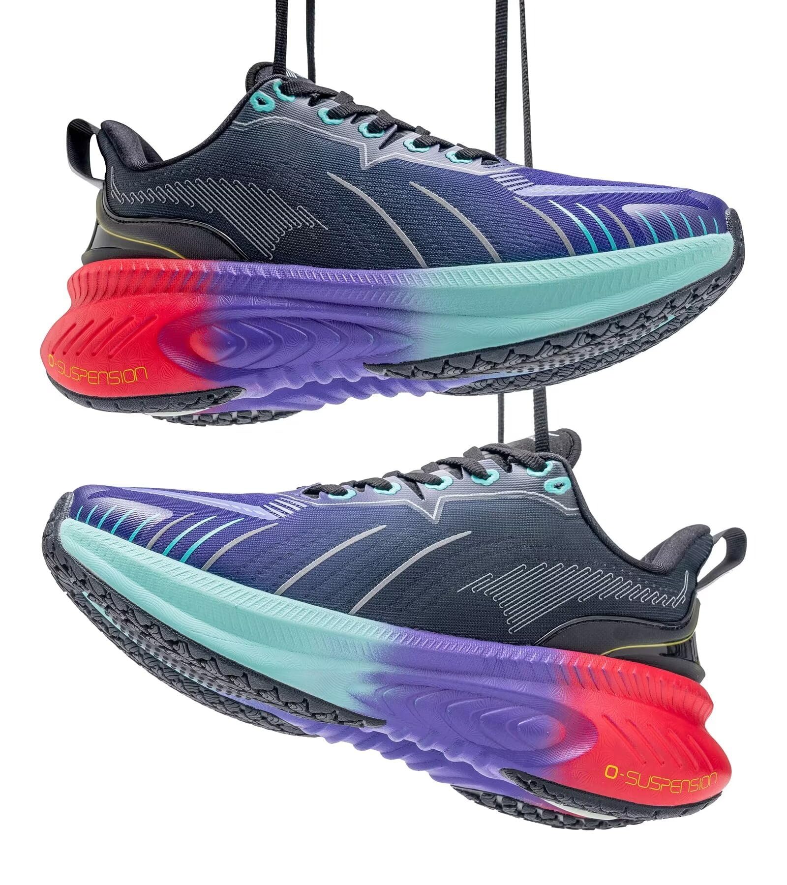 ONEMIX Breathable Men's Max Cushioned Walking Shoes with Arch Support for Plantar Fasciitis Flat Foot Pain Relief Air Lightweight Jogging Running Sneakers Shoes Non Slip Thick Sole,Purple,Size 11