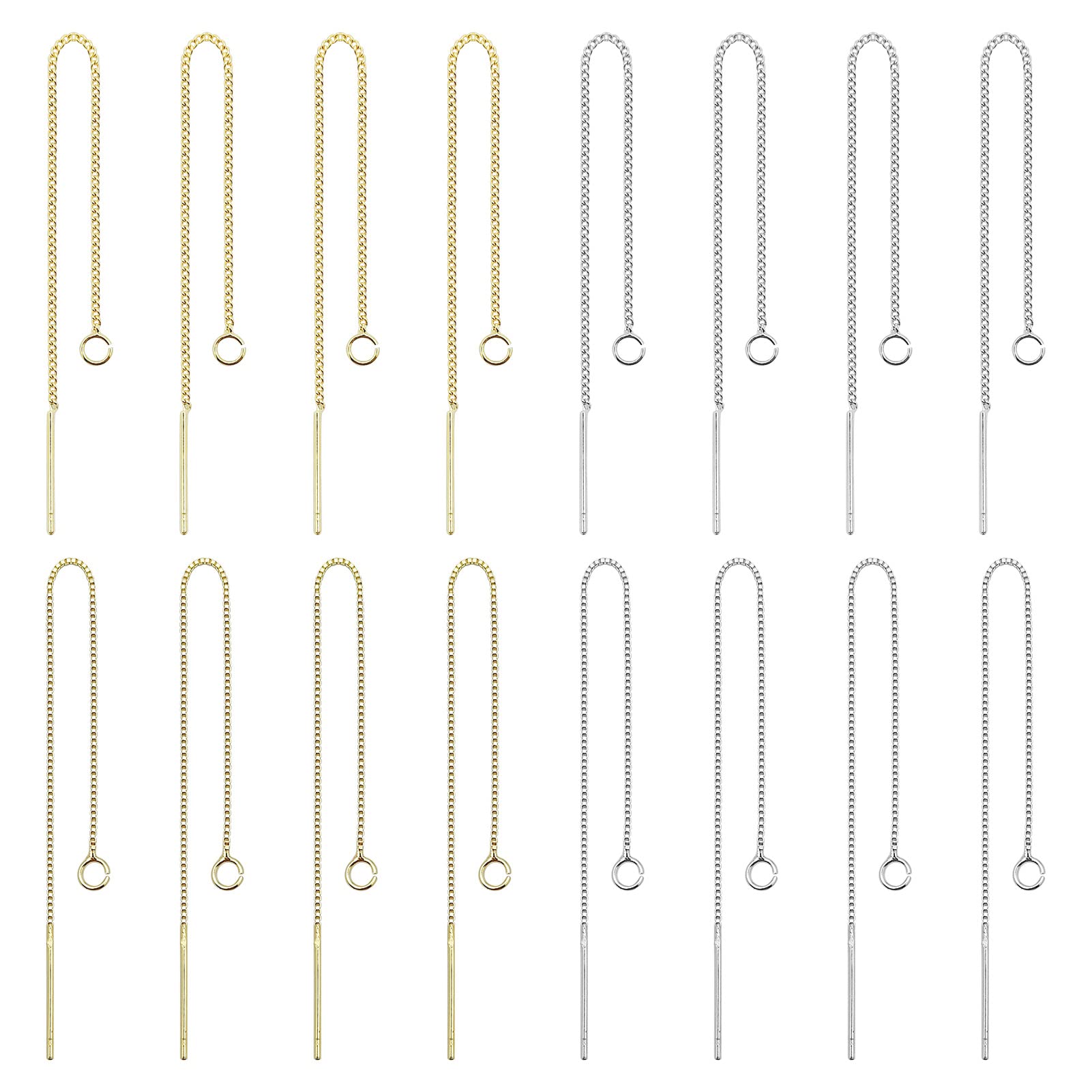 Oubaka 24pcs 8.5cm Ear Threads Long String Ear Threads Hypoallergenic Ear Threads Earrings with Loop Drop Earrings Tassel Chain Earrings for Earring Making DIY Jewelry Craft(2 Styles,2 Colors)