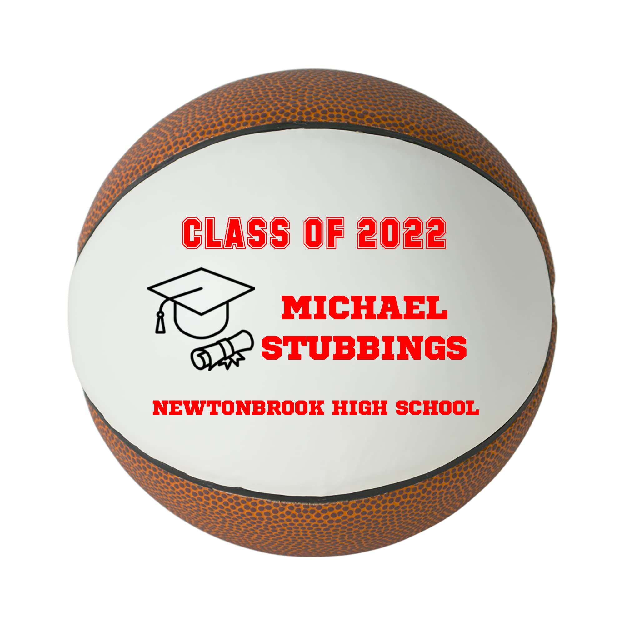 Personalized Custom Graduation 2024 Basketball Gift - Graduation Class of 2024 - Graduation Gift for Boy - Graduation Gift for Girl (Mini Basketball, RedText)