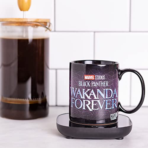 Uncanny Brands Black Panther Wakanda Forever Mug Warmer with Mug β Keeps Your Favorite Beverage Warm - Auto Shut On/Off