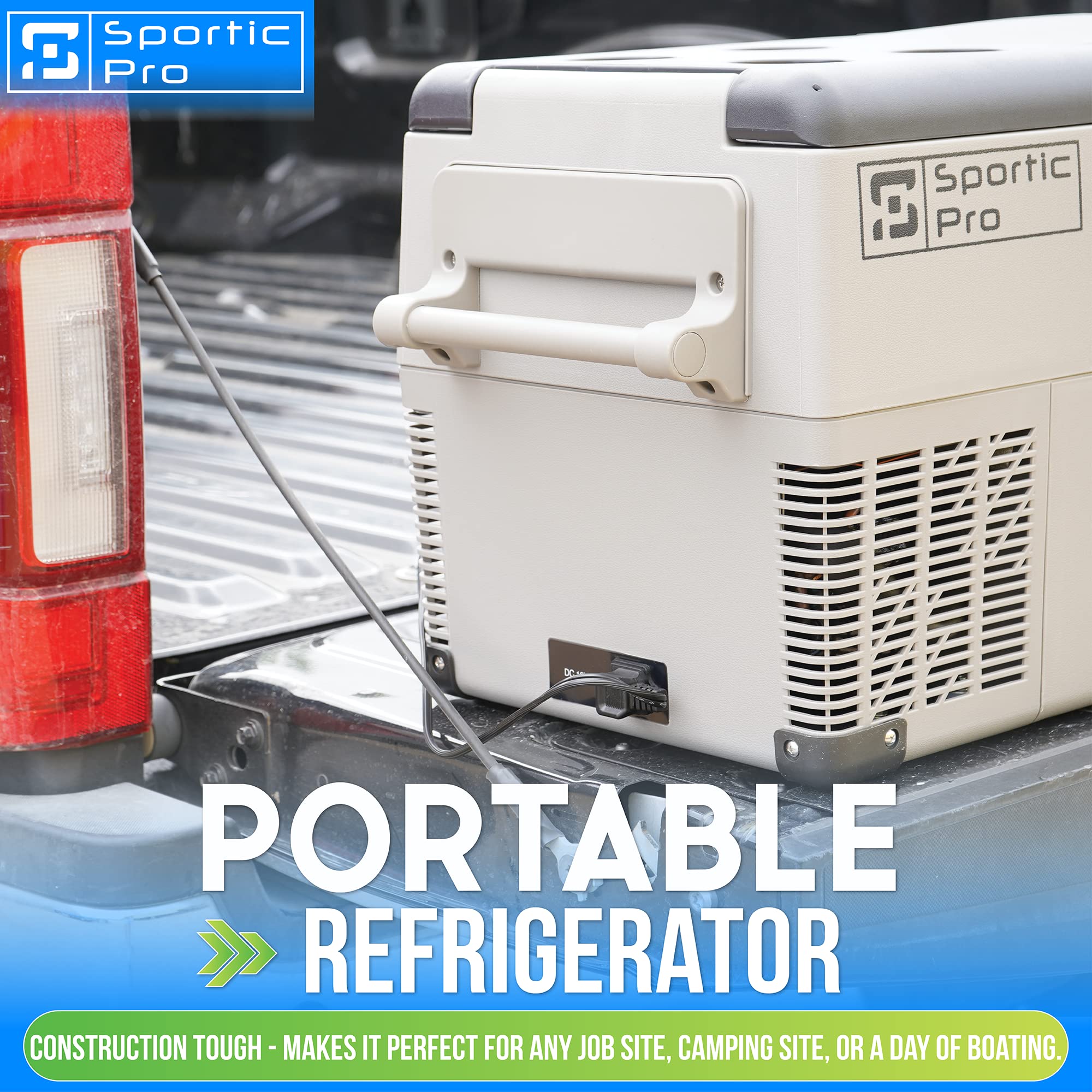 Portable Travel Refrigerator Freezer - Large Mini Fridge with (2) Temp Controlled Zones - Includes Dual Power For Camping, Boating, Traveling, Tailgating - Great For Storing Food, Drinks and Cosmetics