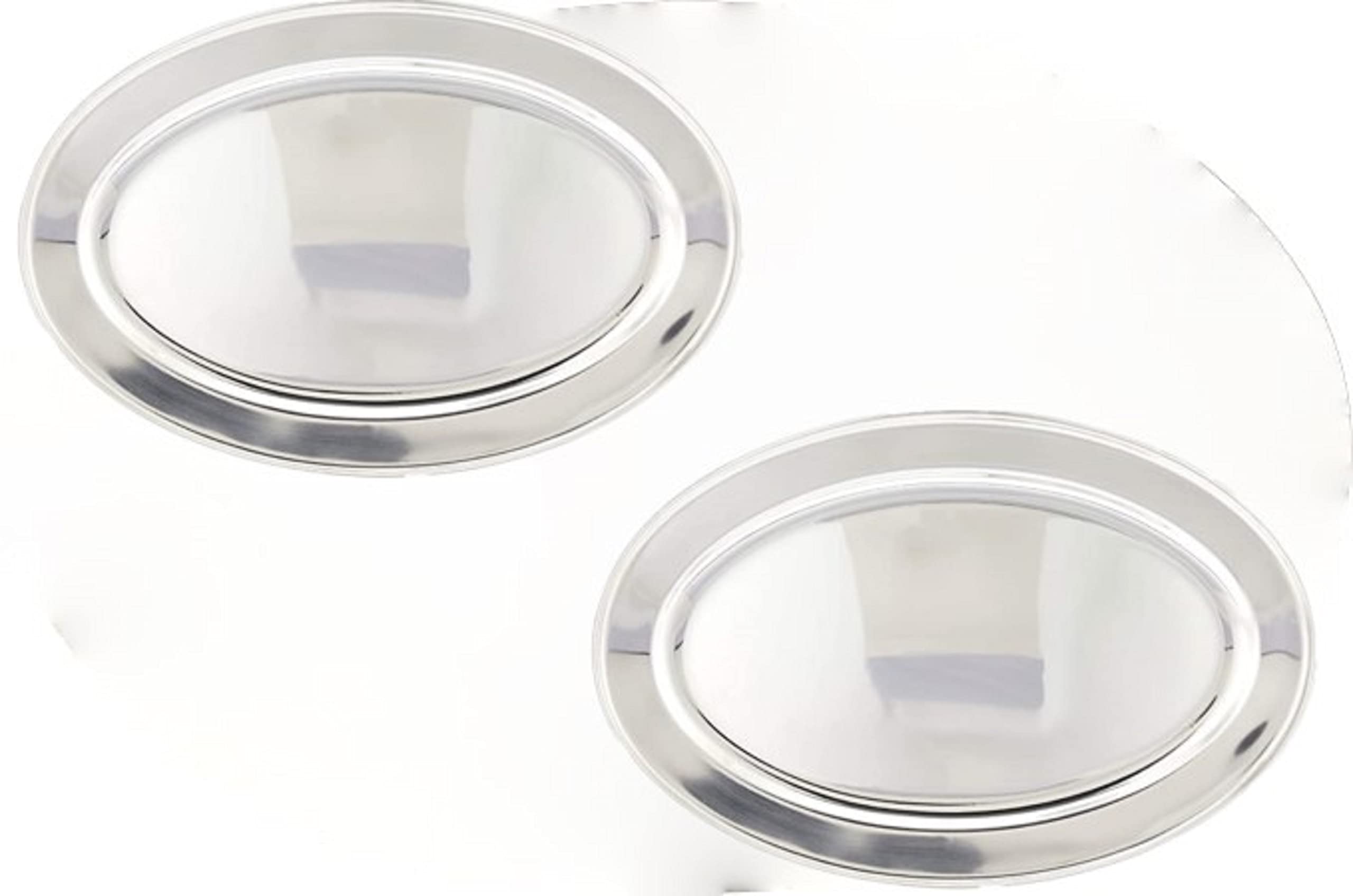 TrueCraftware Set of 2 Stainless Steel 24” Oval Platter- Serving Platters for Appetizer Snack Fruit Cup Cake Server Tray Display Serving Dishes for Entertaining