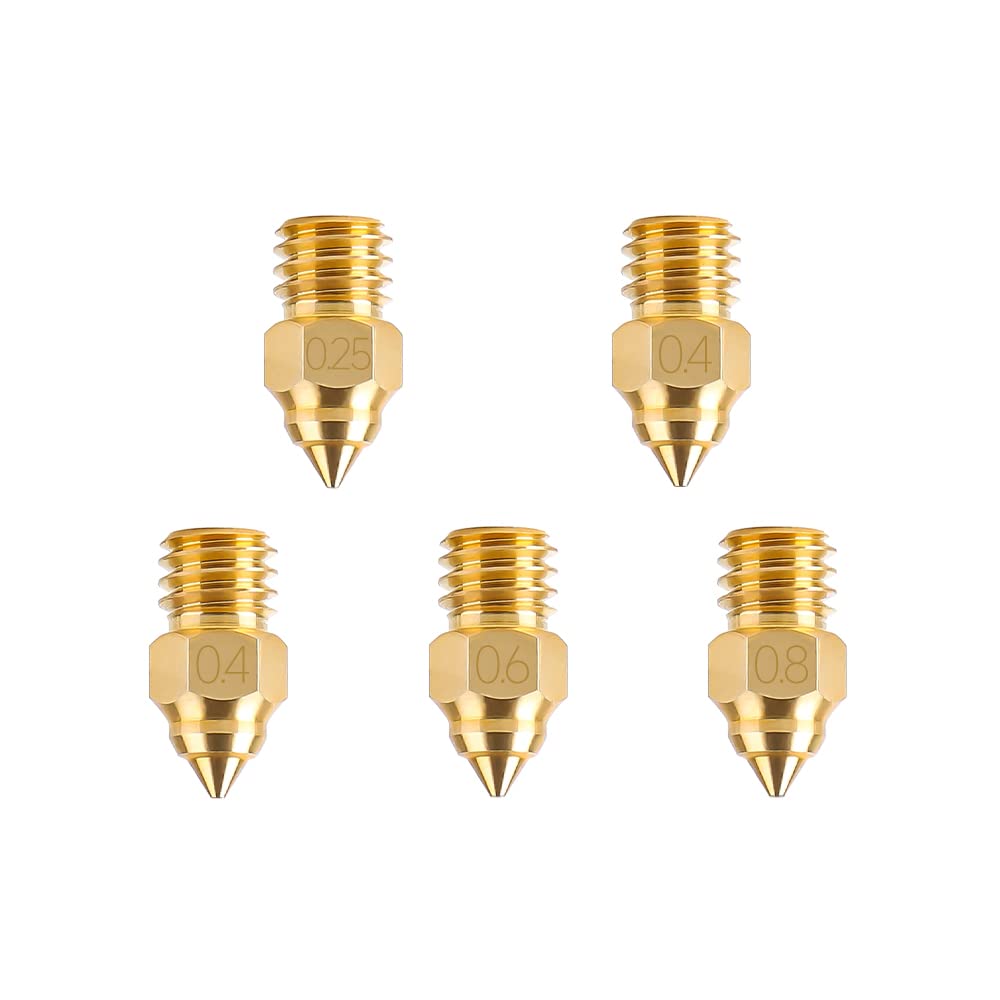 Official Creality Ender 3 S1 Nozzles, 0.25mm*1, 04mm*2, 0.6mm*1, 0.8mm*1 MK Brass 3D Printer Nozzle for Ender 3 S1 Pro/Ender-3 S1 Plus Sprite Extruder and Ender 3 Series, Ender 5 Series,CR 10 Series