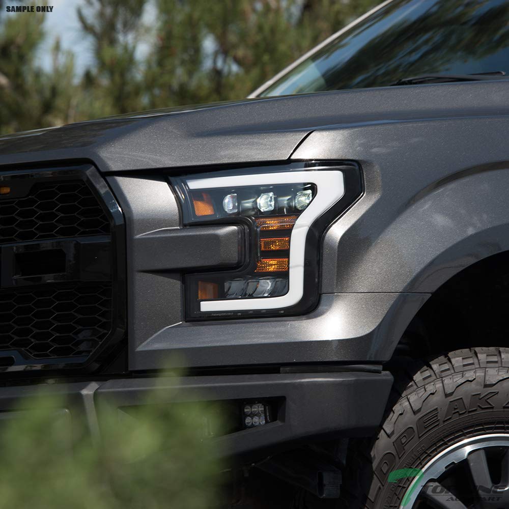 Sequential Black Housing Full LED Tri Projector Headlights Signal Lamps Amber Reflector nb Compatible With 15-17 Ford F150