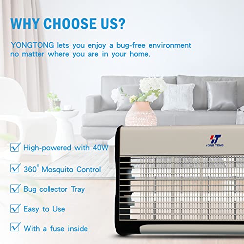 YONGTONG Set n Zap!Indoor High-Powered 3000V Electric Mosquito Killer, Pest Control Bug Zapper with 20W Light for Moth, Wasp, Fly, Mosquito Lamp for Apartment, Kitchen, Office, Restaurant