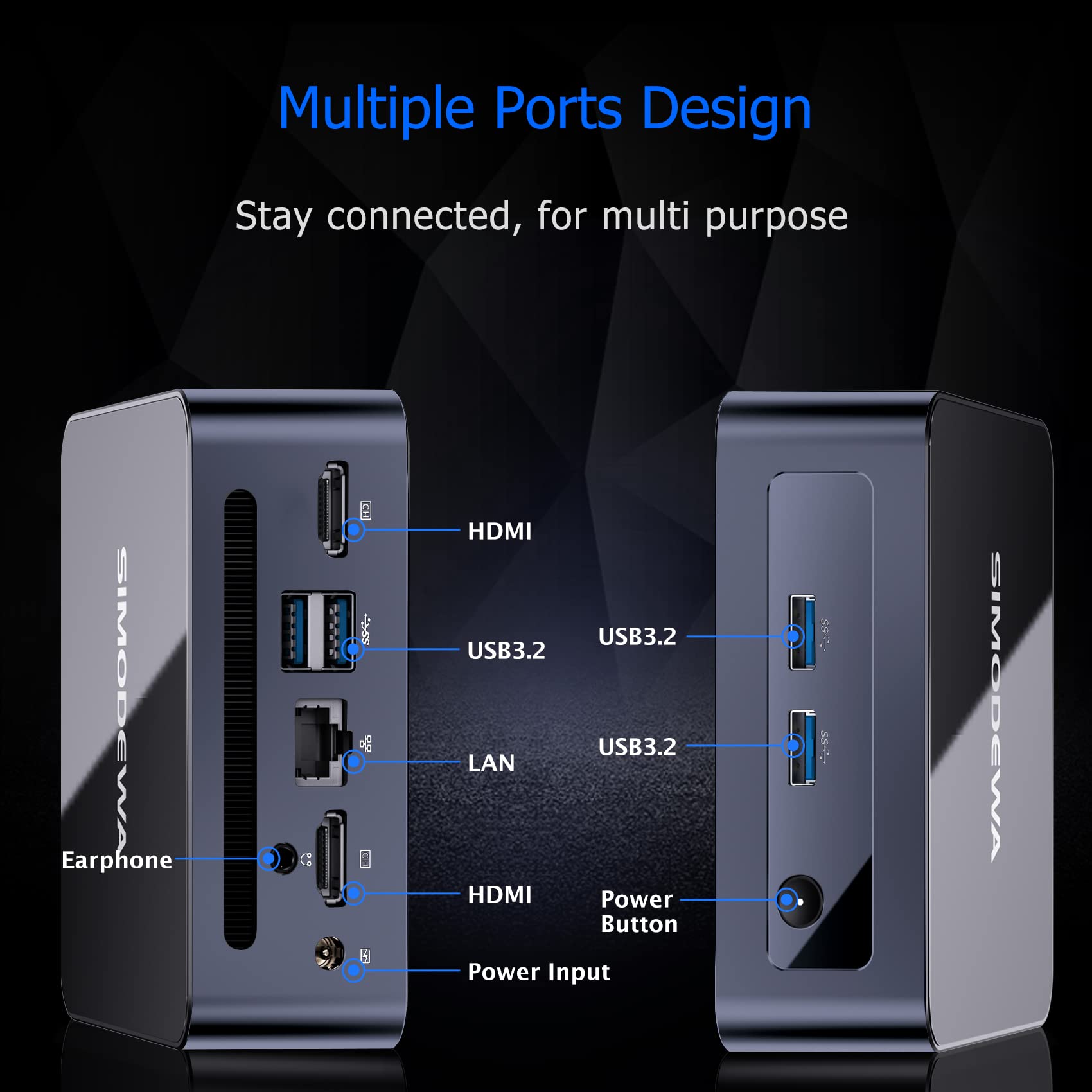 SIMODEWA Mini PC - 12TH Intel Alder Lake - N N95 up to 3.4 GHz, 16GB DDR4/512GB NVMe SSD, Windows 11 Pro, 4K Display Dual HDMI, USB 3.0 * 4, WiFi 5 BT 4.2 for Office and Home Using