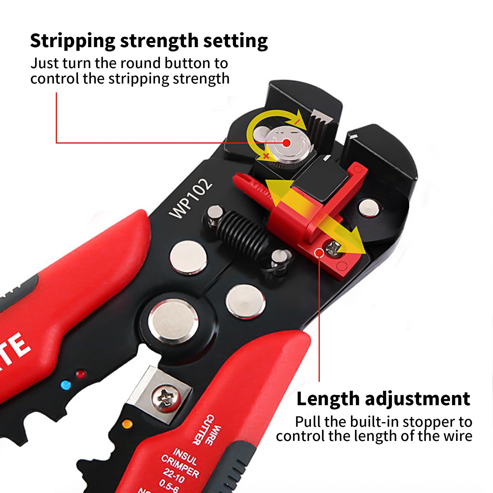 YARRAMATE 10-24 AWG Self Adjusting Wire Stripper/Wire Crimper/Wire Cutter - 3 in 1 Automatic Universal Wire Stripping Tool | Multifunctional Wire stripper and Crimping Tool, 8 Inch