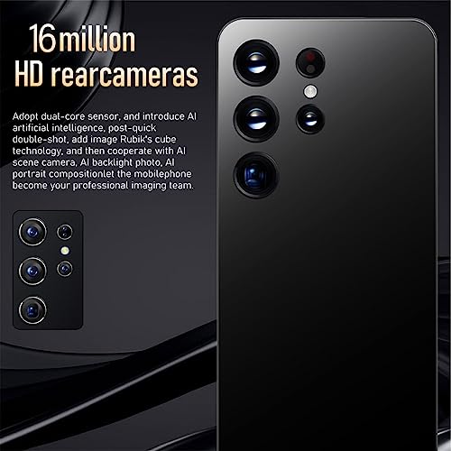 S23 Ultra 6.3 Inch Smartphone, 1080x1920 Black 6.3 Inch Cell Phone 16MP 8MP Camera GPS Navigation for Work (US Plug)