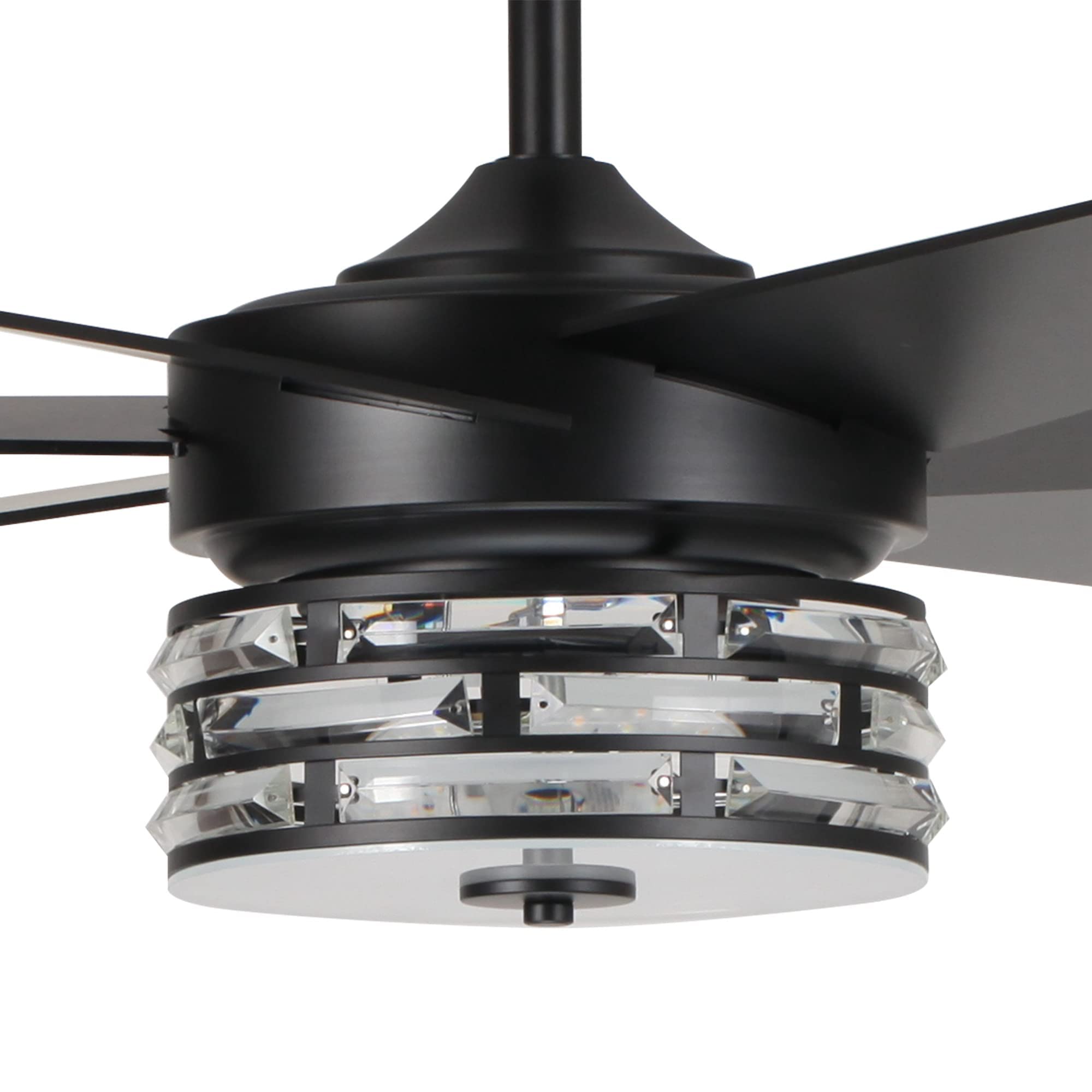 Parrot Uncle Ceiling Fans with Lights and Remote Modern Bedroom Ceiling Fan with Light Crystal Outdoor Ceiling Fans for Patios Covered, 48 Inch, Chrome