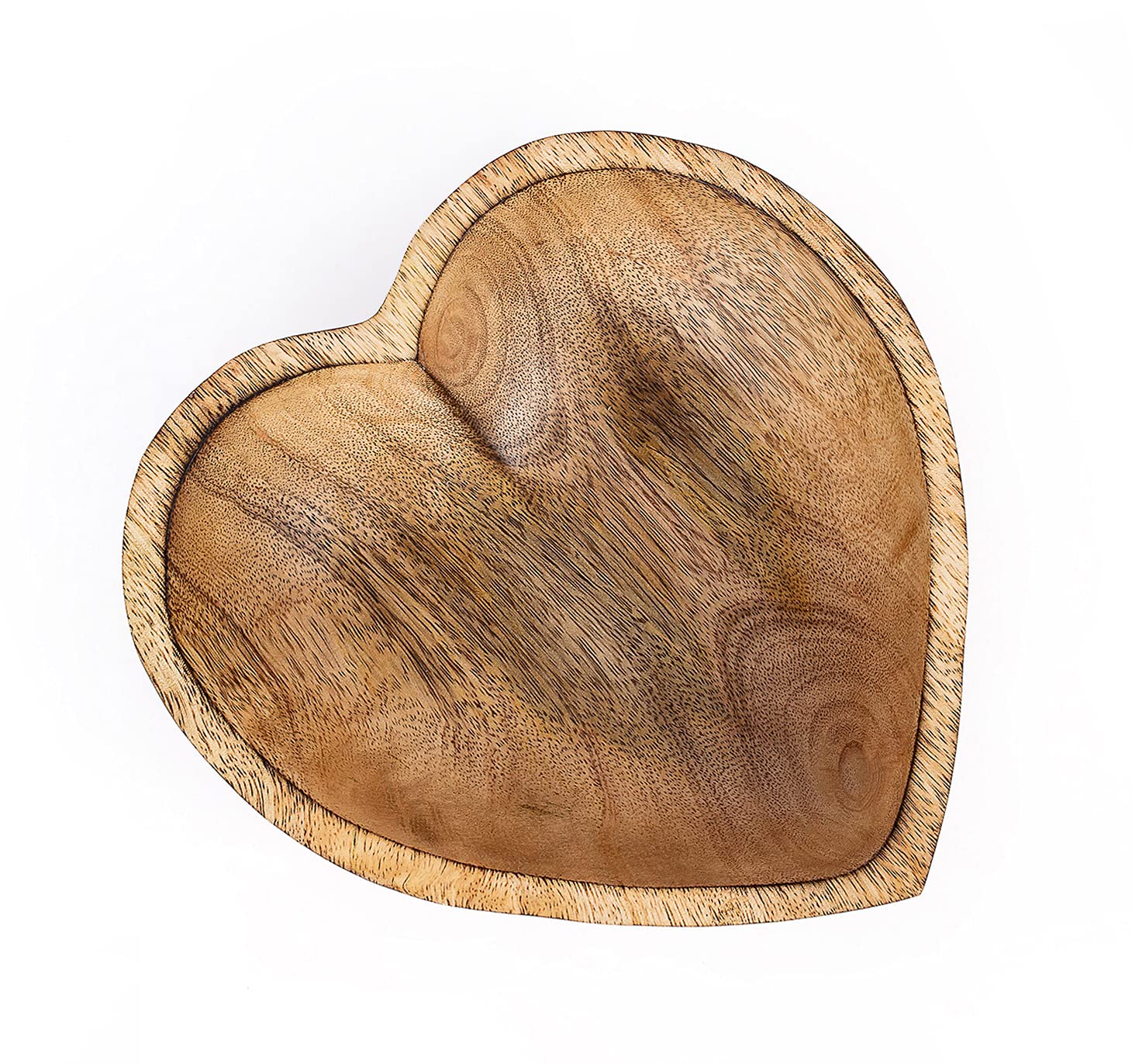 WitnyStore 8" Heart Shaped Bowl - Functional and Collectible Bowl - Handcrafted Wooden Bowl for Serving Candy Nuts Desserts Fruits or Accent Decor Gift for Any Occasion - 8" Brown