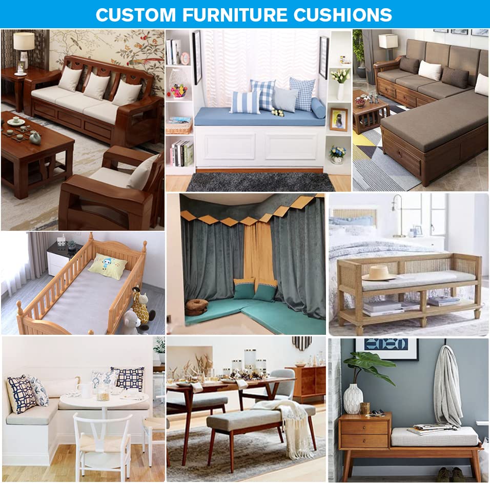 SXROMDA Customize Bench Cushion, Furniture Cushion, High Density Memory Foam, Linen Washable, Non-Slip Bench Pad for Shoe Bench Rack, Window, Piano, Dining (Custom Size, Dark Coffee)