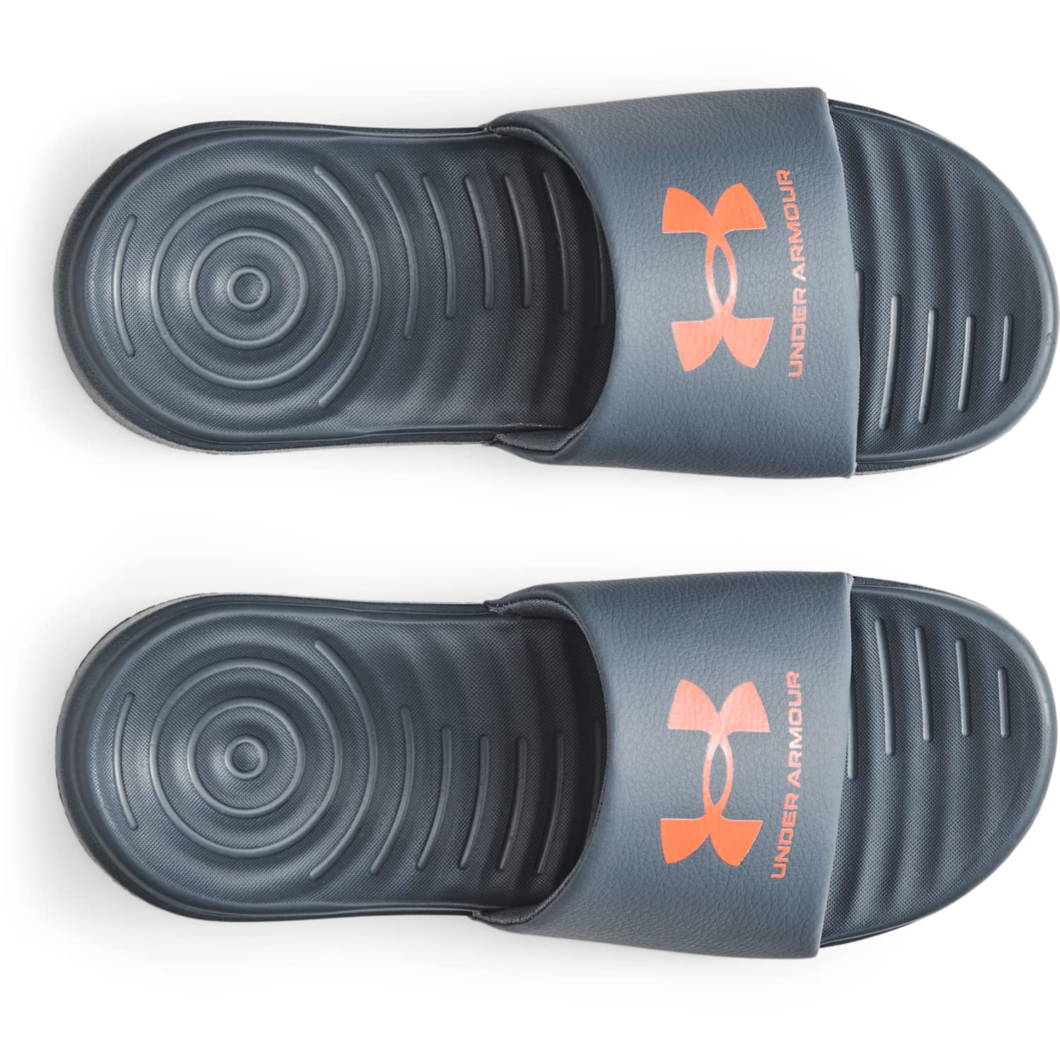 Under Armour Boys' Ansa Fixed Strap, (107) Gravel/Gravel/Orange Blast, 4, US