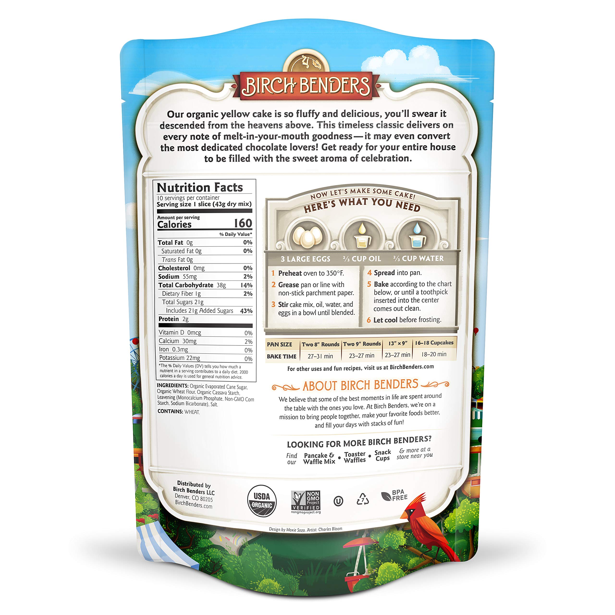Organic Chocolate Cake, Organic Classic Yellow Cake, and Organic Ultimate Fudge Brownie Mix Variety Pack by Birch Benders, 3 Pack (15.2oz each)