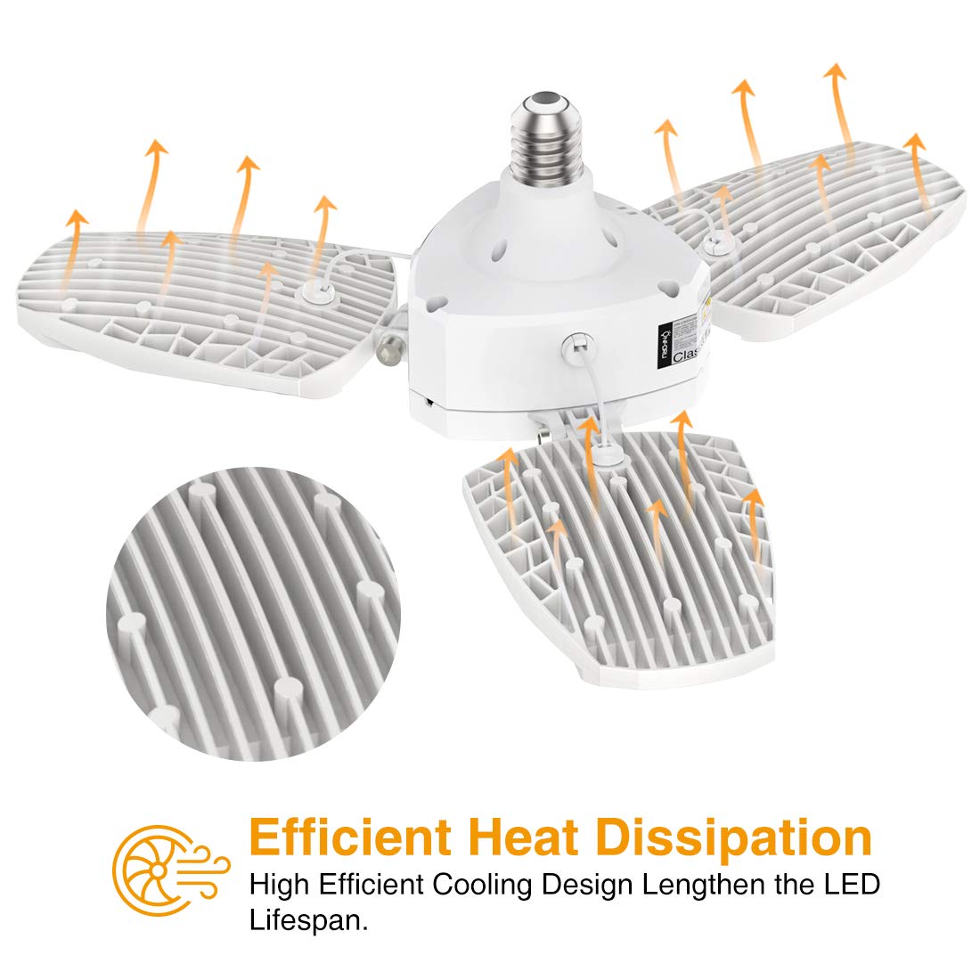Onforu 100W LED Garage Light, 11000LM Deformable Led Garage Ceiling Lights, E26 Screw in Triple LED Light for Garage with Three Leaf, 5000K Daylight, for Basement, Workshop, Warehouse