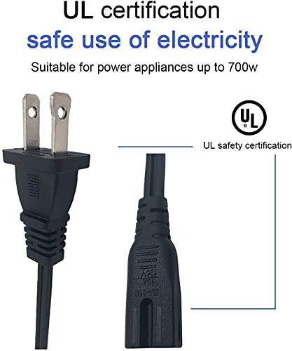 Parthcksi 6Ft 2 Prong Polarized Power Cord Compatible with Arris Router Modem; for Vizio Sharp Sanyo Emerson TV; PS1 PS2 XB DC Console System; for Bose Companion 3 5 Speaker Audio System