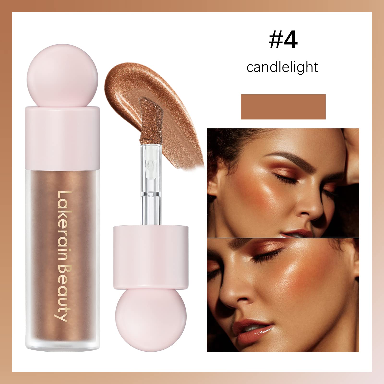 SOYUB Liquid Luminizer Blush Makeup, Liquid Illuminator Face Highlighter, Waterproof Long Lasting, Natural Skin Tint,Moisturizing Face Blush Wand for Cheek, Rose Gold