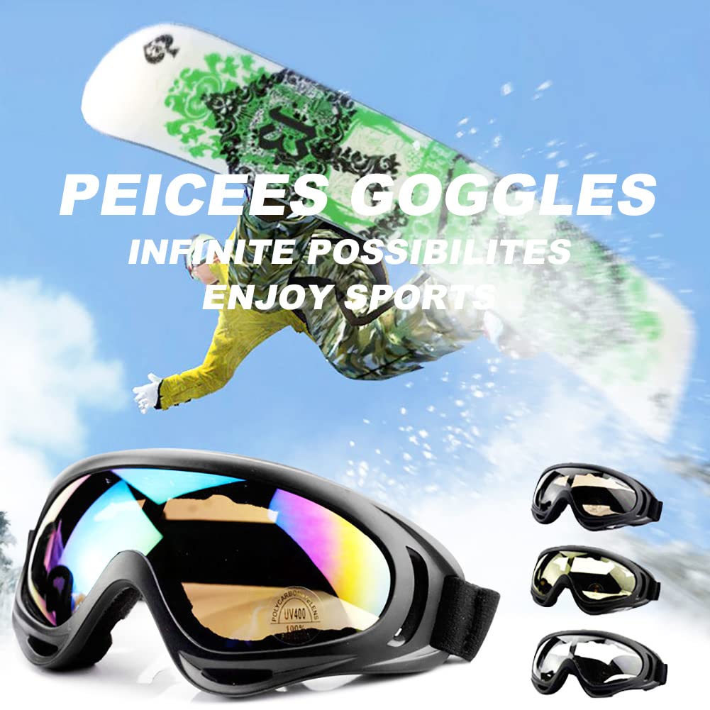 Peicees Pack of 2 Ski Goggles for Women Men Kids Snow Sports Motorcycle Snowboard Goggles