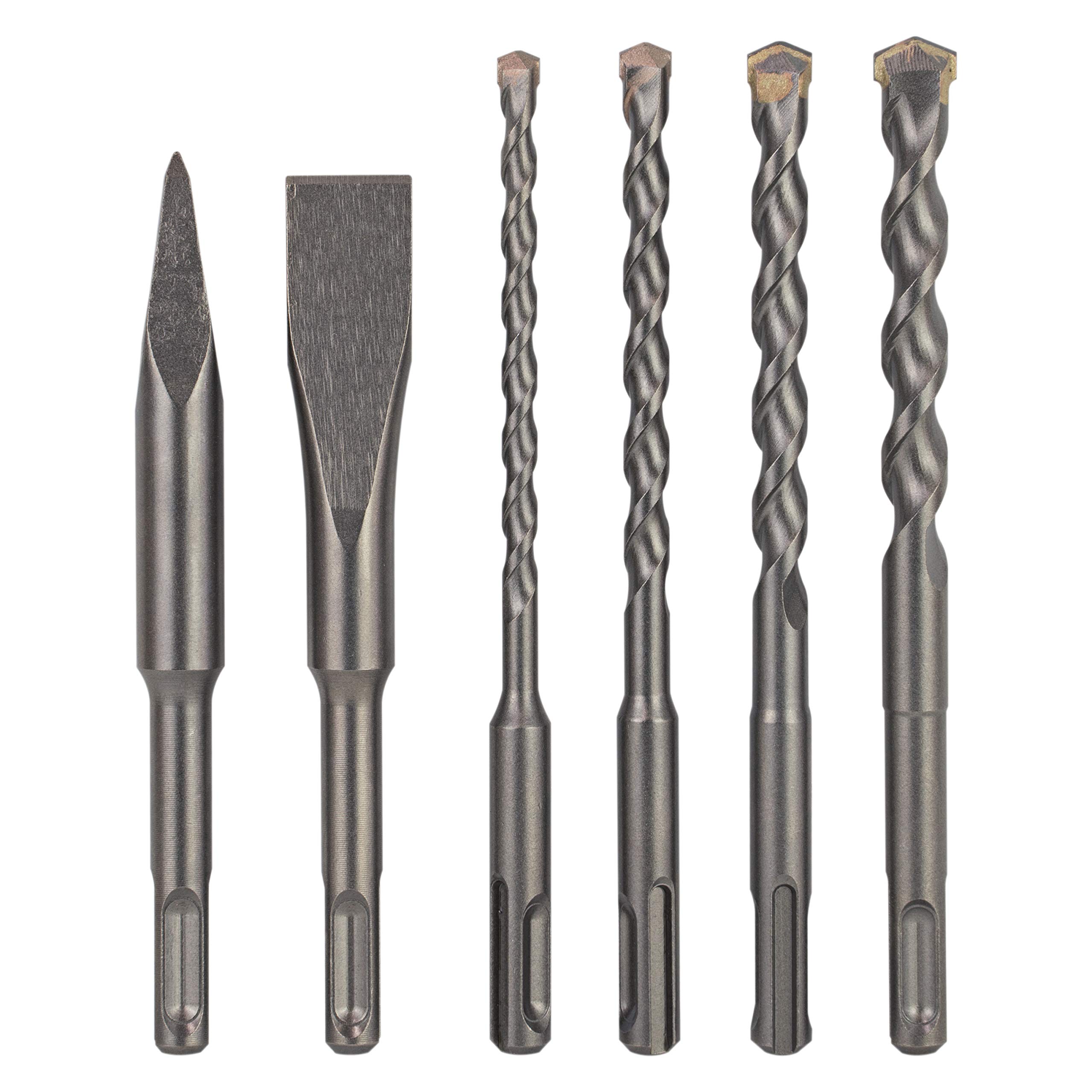 Sabre Tools 6-Piece SDS Plus Drill Bit Set, Carbide Tipped Masonry Bits for Brick, Stone, Concrete