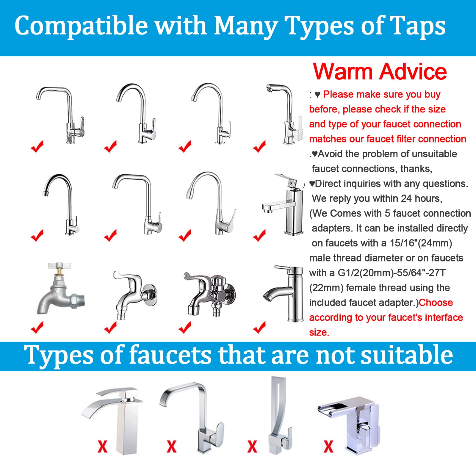 Sink Filter Water Faucet, Faucet Filter, 360° Rotating Bathroom Sink Filter, Faucet Water Filter Removes Chlorine, Lead, Sediments, Bad Taste and More, Easy to Install