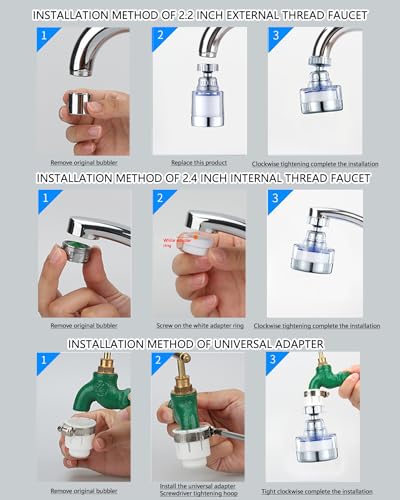 Sink Water Filter, 360° Rotating Bathroom Sink Filter, Kitchen Bathroom Universal Sink Water Filter Faucet-Removes Chlorine Fluoride Heavy Metals