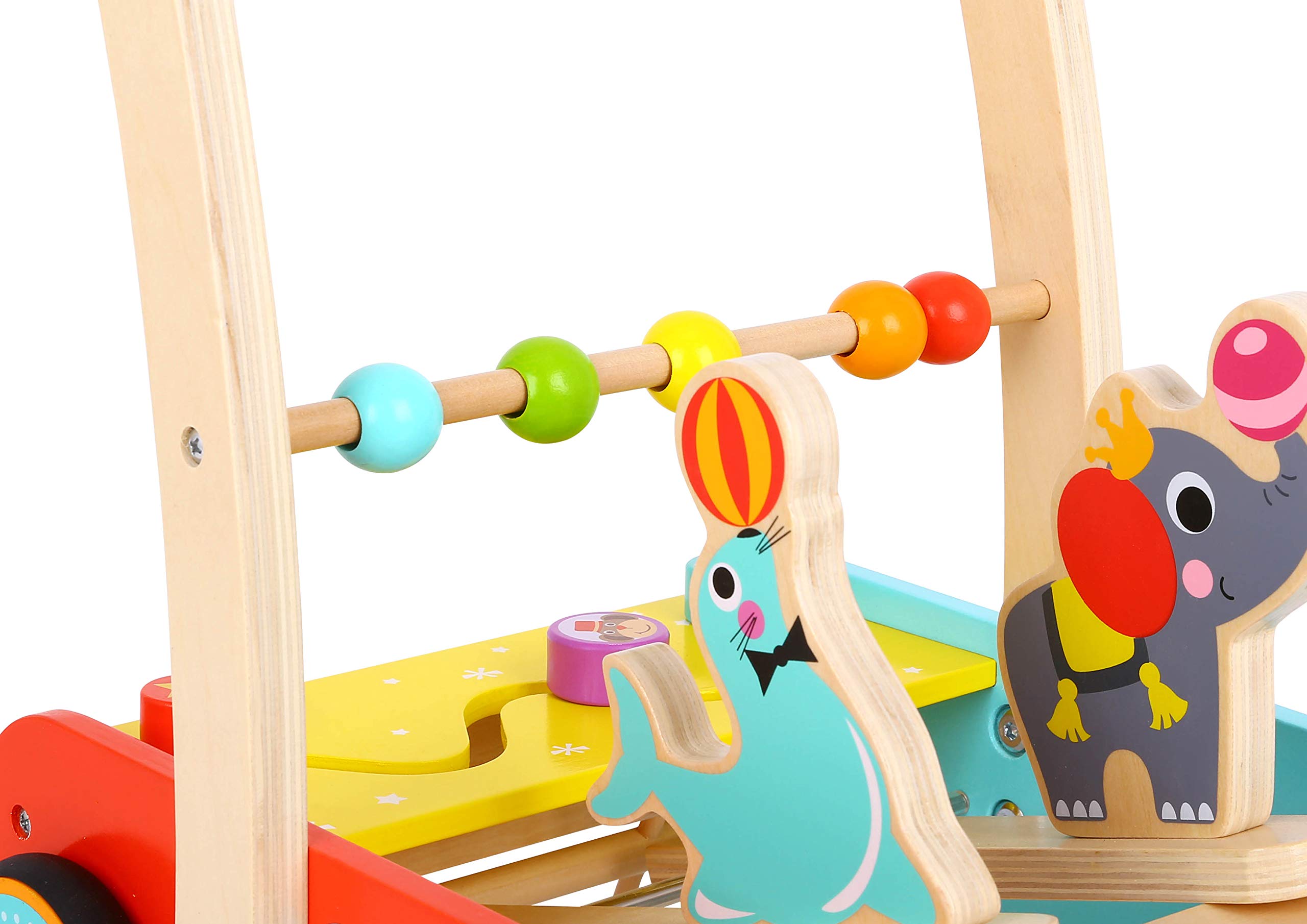 Pidoko Kids Wooden Baby Walker Cart with Wheels - Circus Theme for 1 Year Old and up