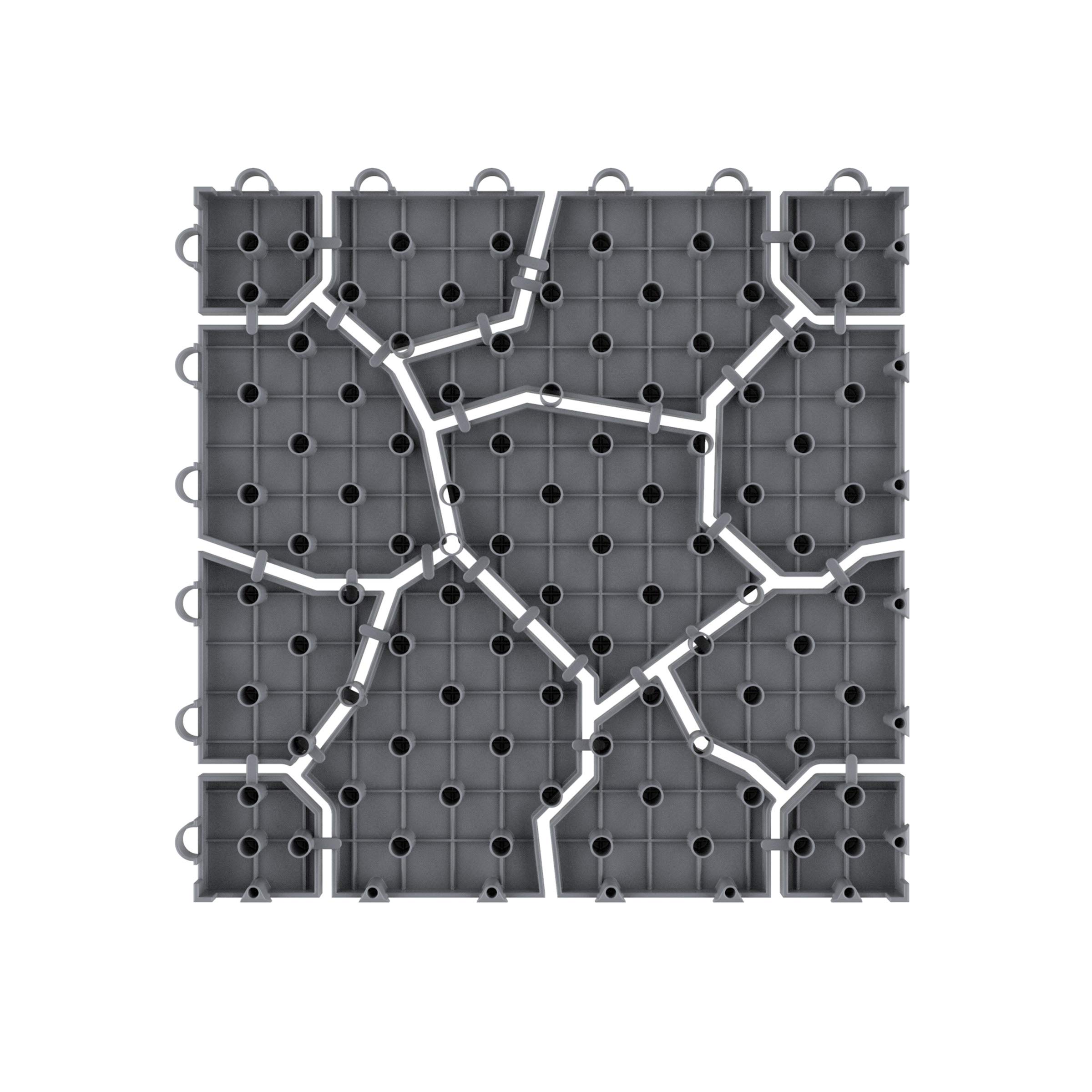 Pure Garden Deck Tiles β Set of 6 Polypropylene Interlocking Patio Tiles β Weather-Resistant Outdoor Flooring for Balcony, Porch, and Garage (Gray)