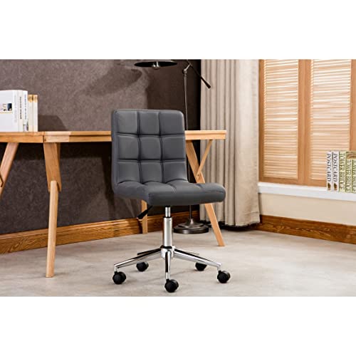 Porthos Home Finch Task Chair with Adjustable Height and 360̊ Swivel in Tufted Upholstery (Armless Design Suitable for Home Studios and Small Offices), One Size, Pink