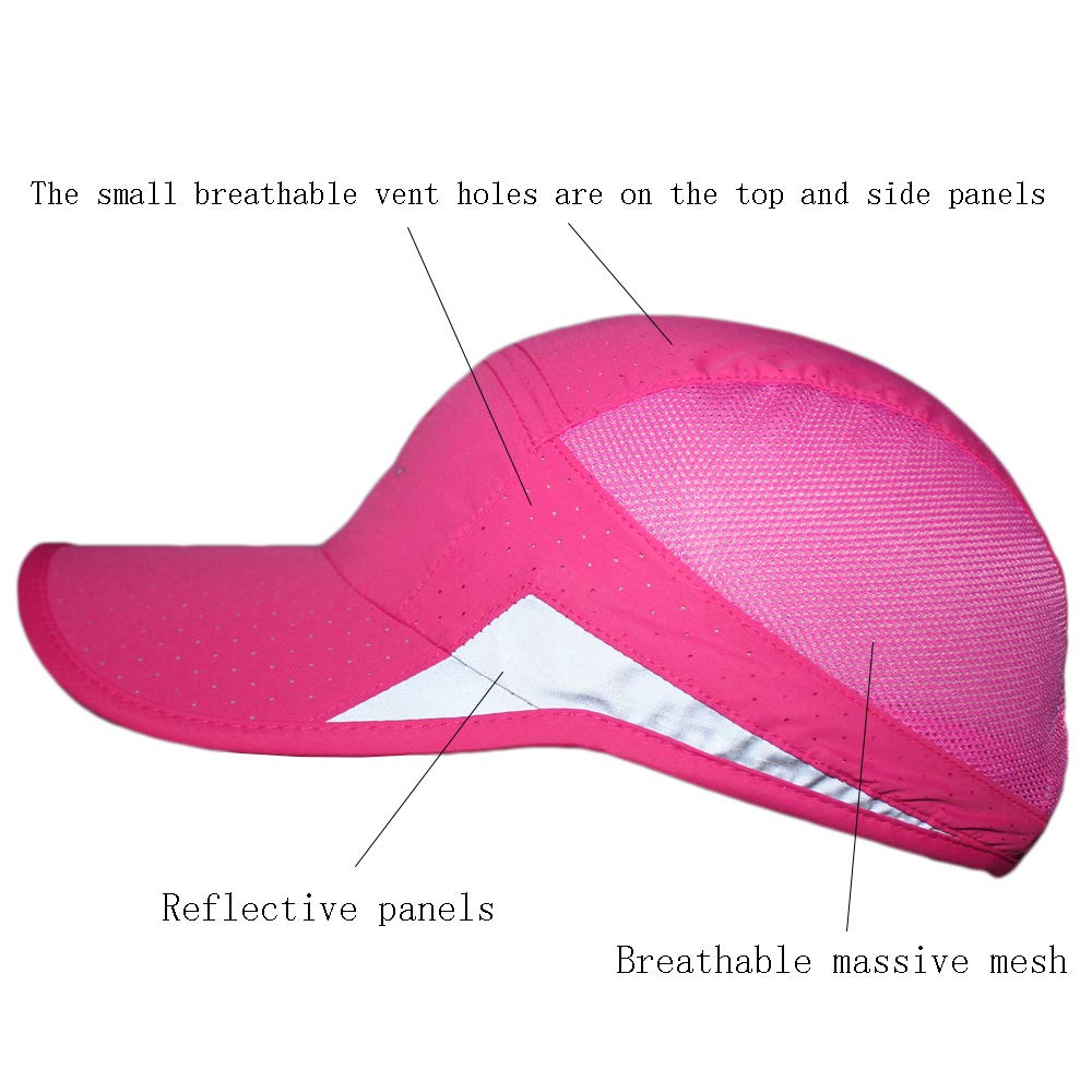 Quick Drying Sports hat Lightweight Breathable Unstructured Soft Reflective Baseball Cap Unisex (Plum)